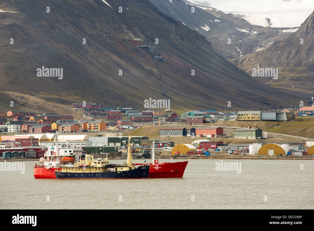 Housing in Longyearbyen and capital of Spitsbergen, Svalbard, with an ...