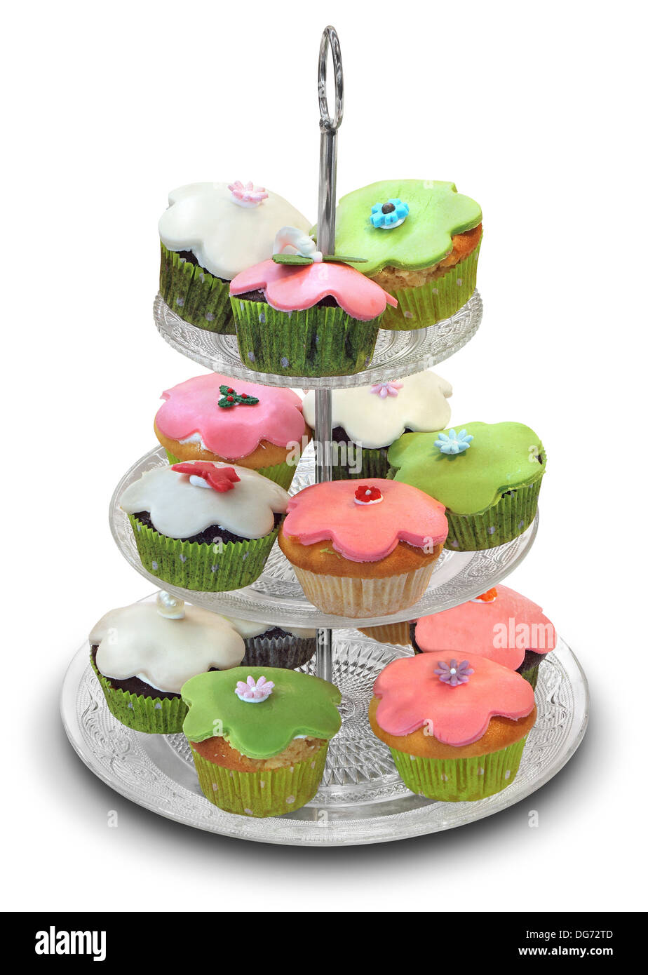 Pile of colorful muffins, stacked in a pyramid, isolated on white Stock ...