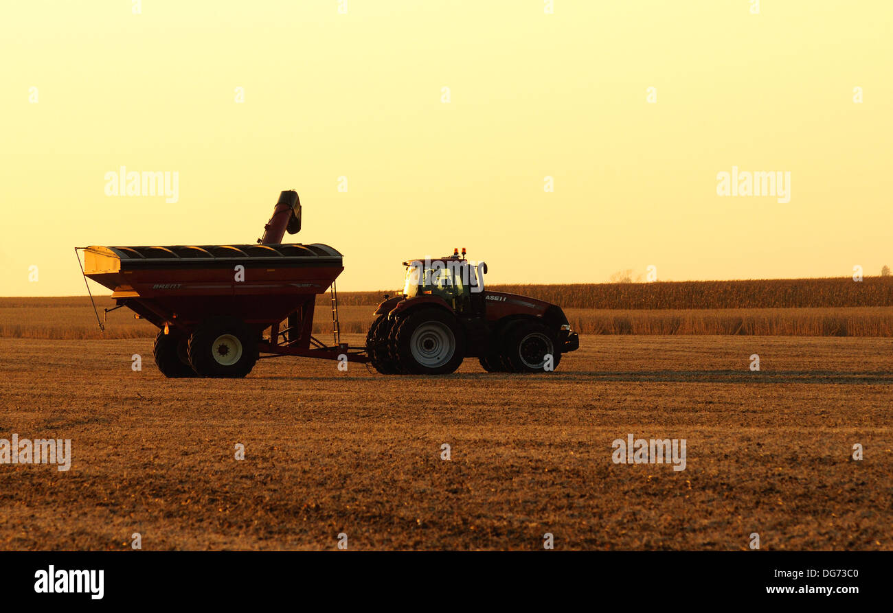 Case iH farm tractor and Brent grain wagon Stock Photo - Alamy