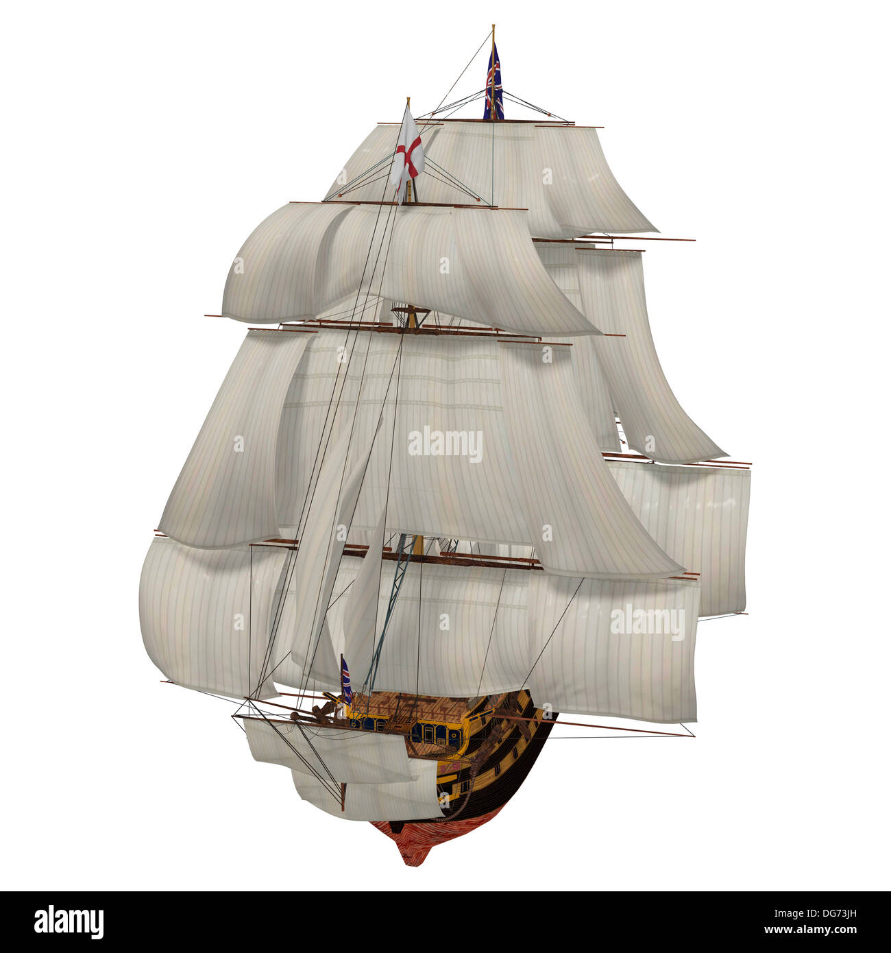 3D digital render of a British sailing ship isolated on white ...
