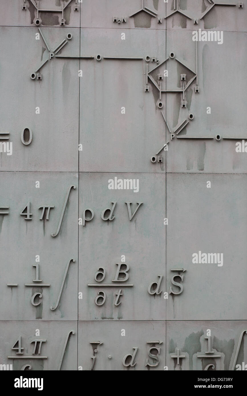 Detail of a mathematical formula on a facade of a building in Warsaw ...
