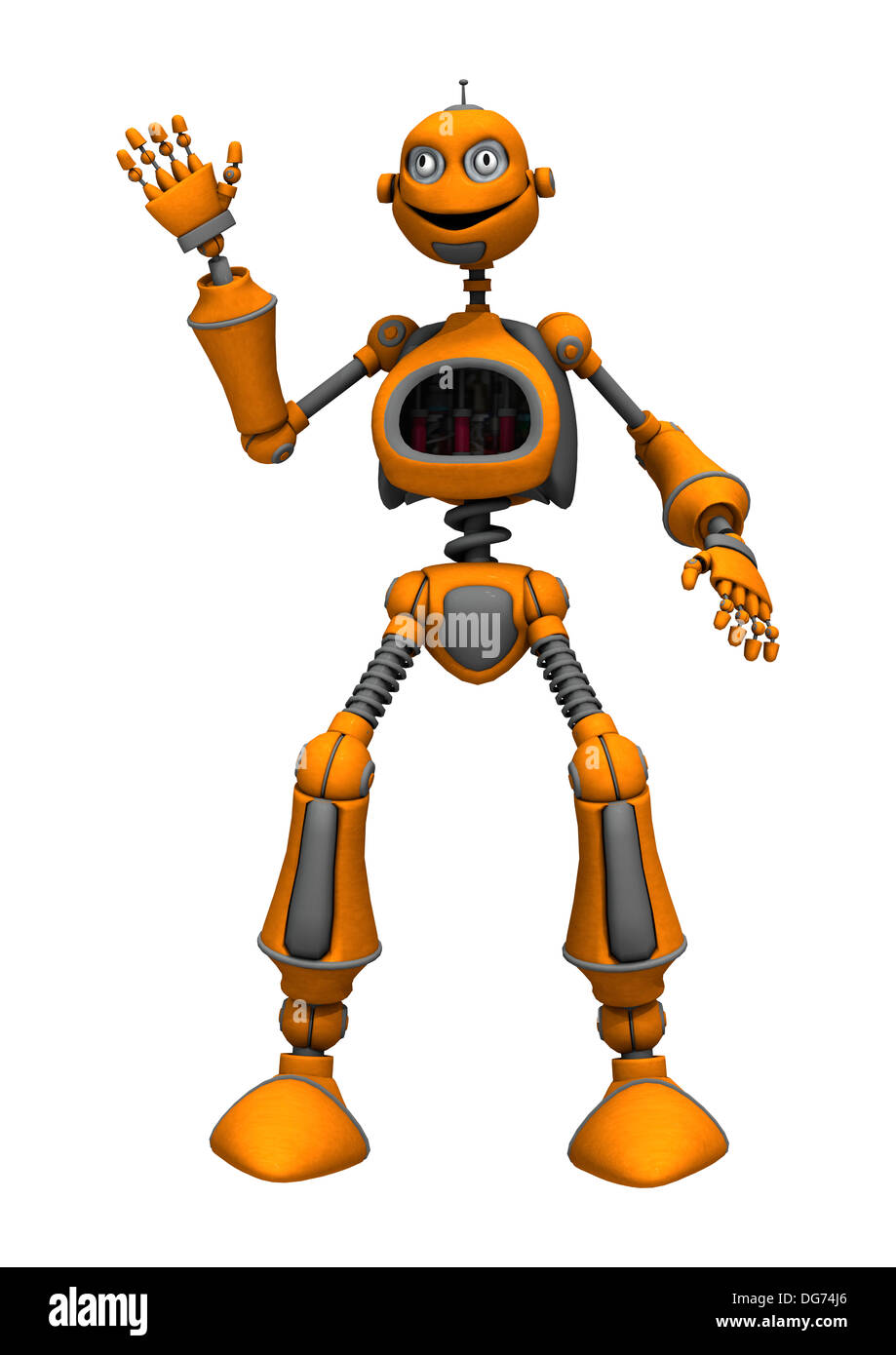 3D digital render of a cute waving robot isolated on white background ...