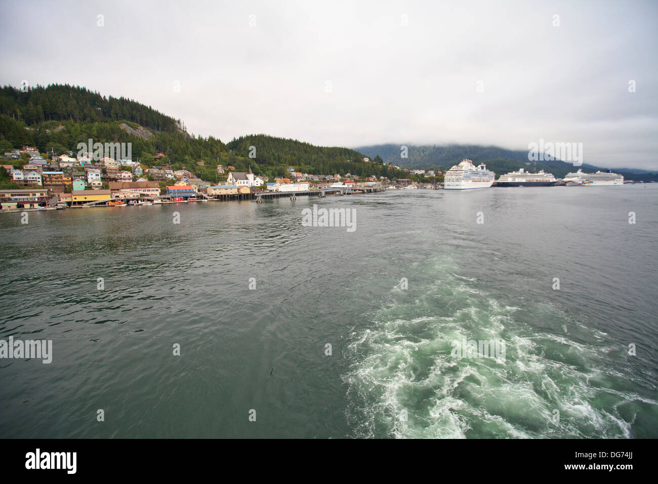 Ketchikan, Alaska with tour boats docked in harbor Stock Photo - Alamy