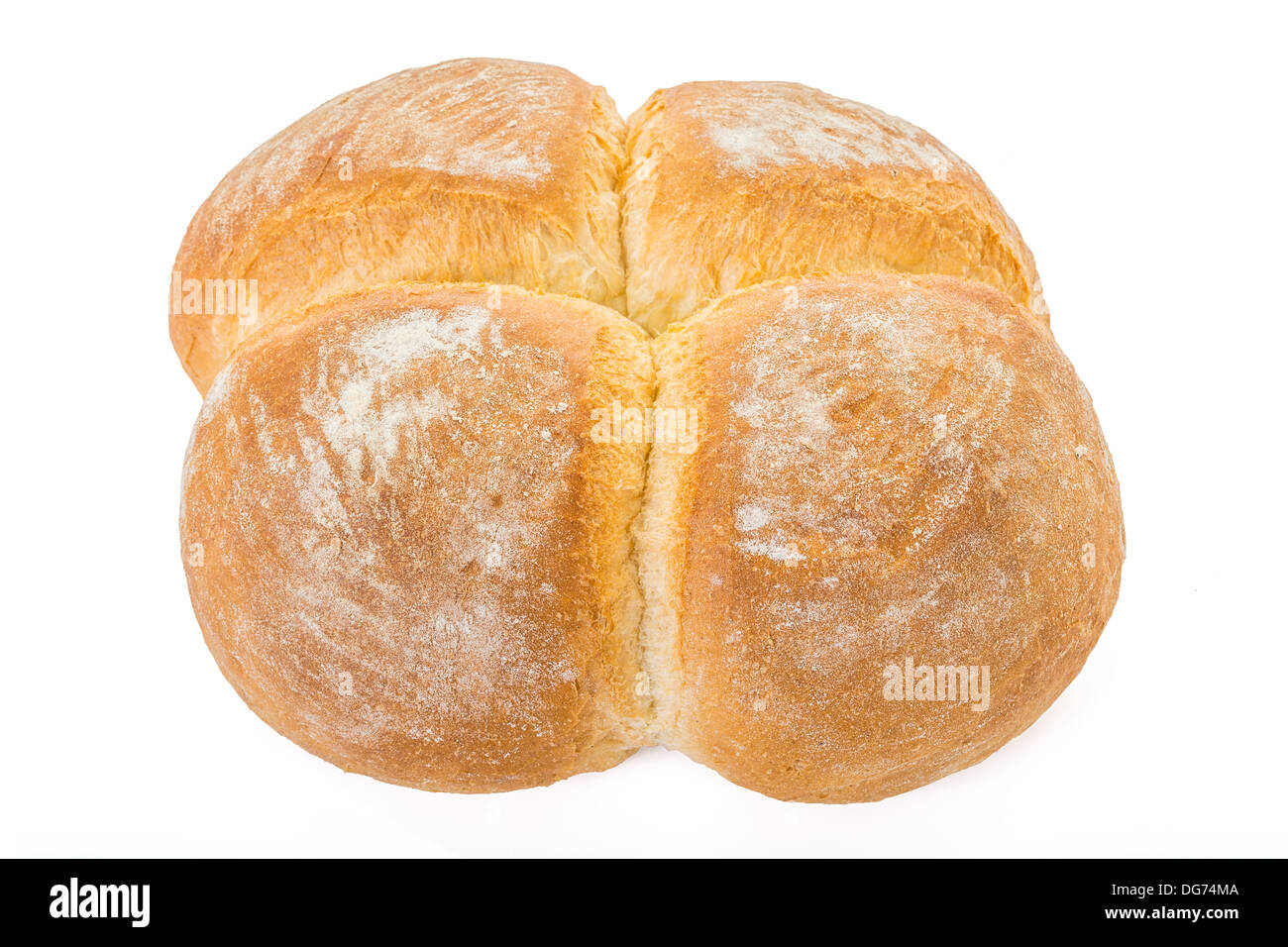 Closeup of Four Buns Bread over white background, Horizontal shot ...