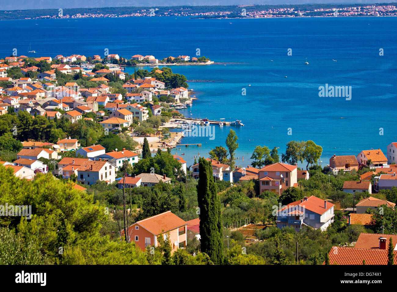 Island of Ugljan colorful coastline, Town of Preko, Dalmatia, Croatia ...
