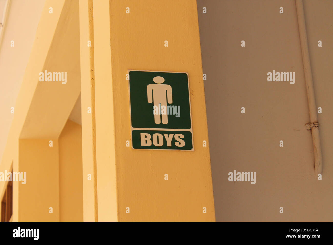 Sign board in a school showing Boys latrine Stock Photo - Alamy