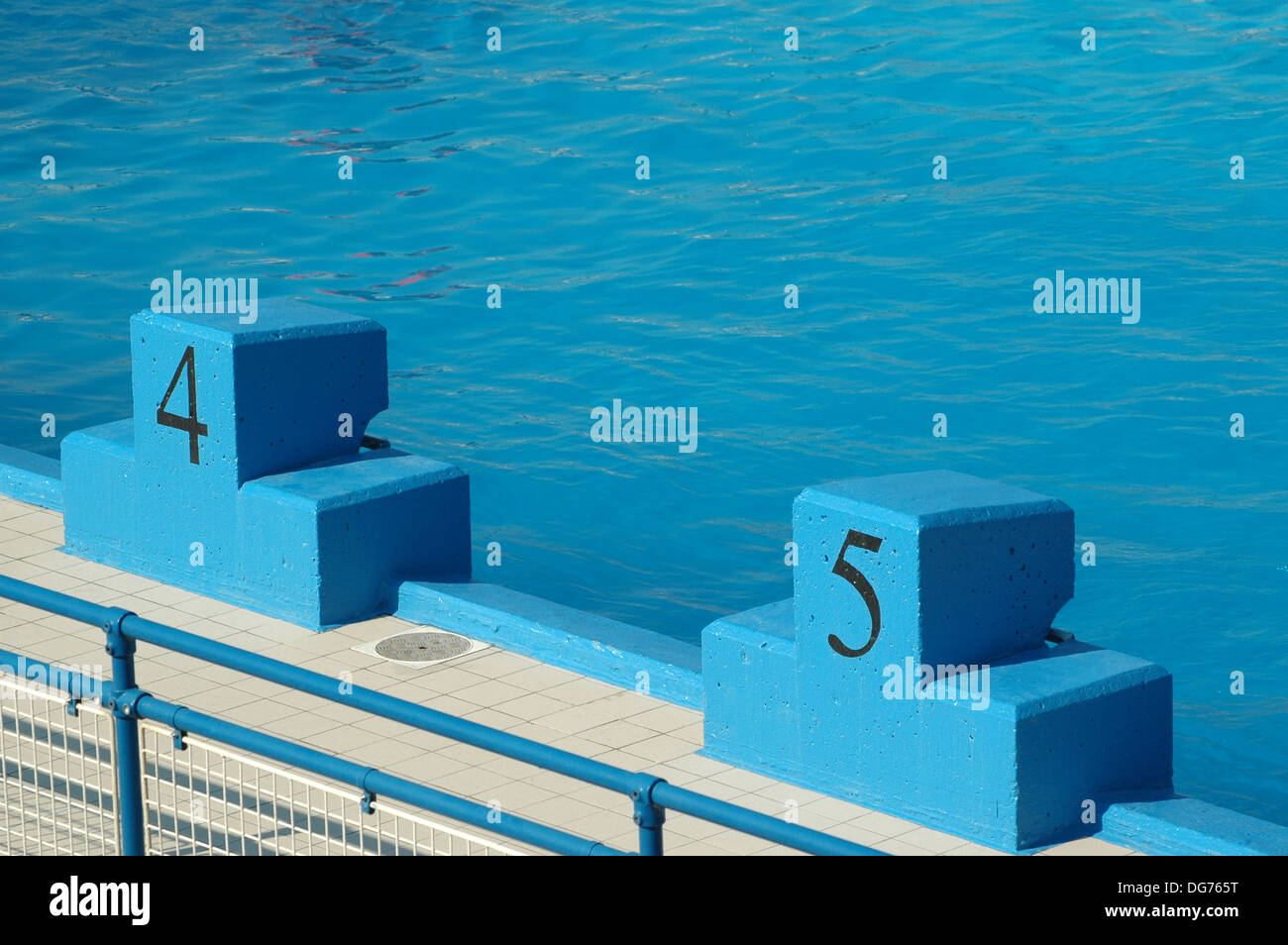 Swimming pool starting blocks numbers swimming hi-res stock photography ...