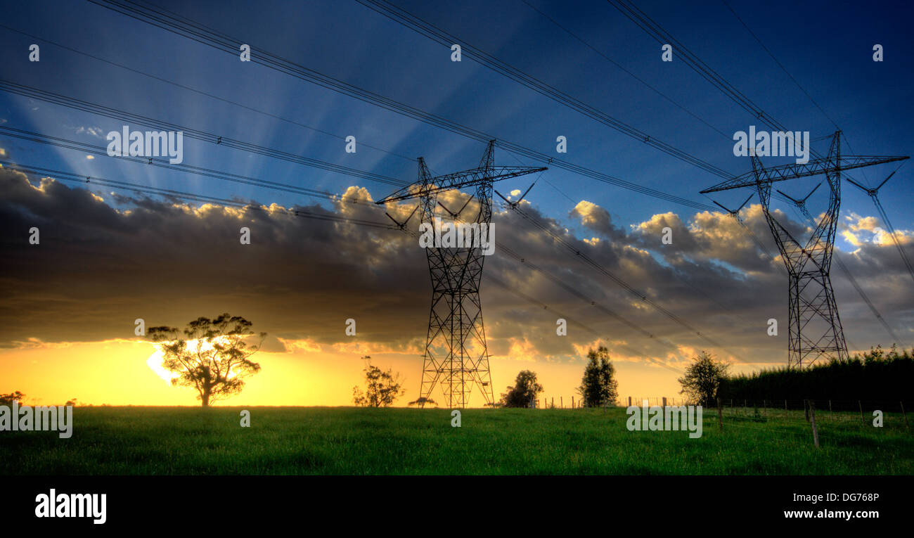 Electricity pylon farm against hi-res stock photography and images - Alamy