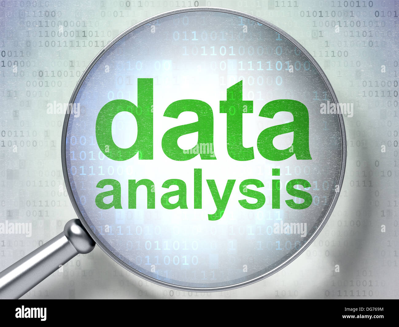 Information concept: Data Analysis with optical glass Stock Photo - Alamy