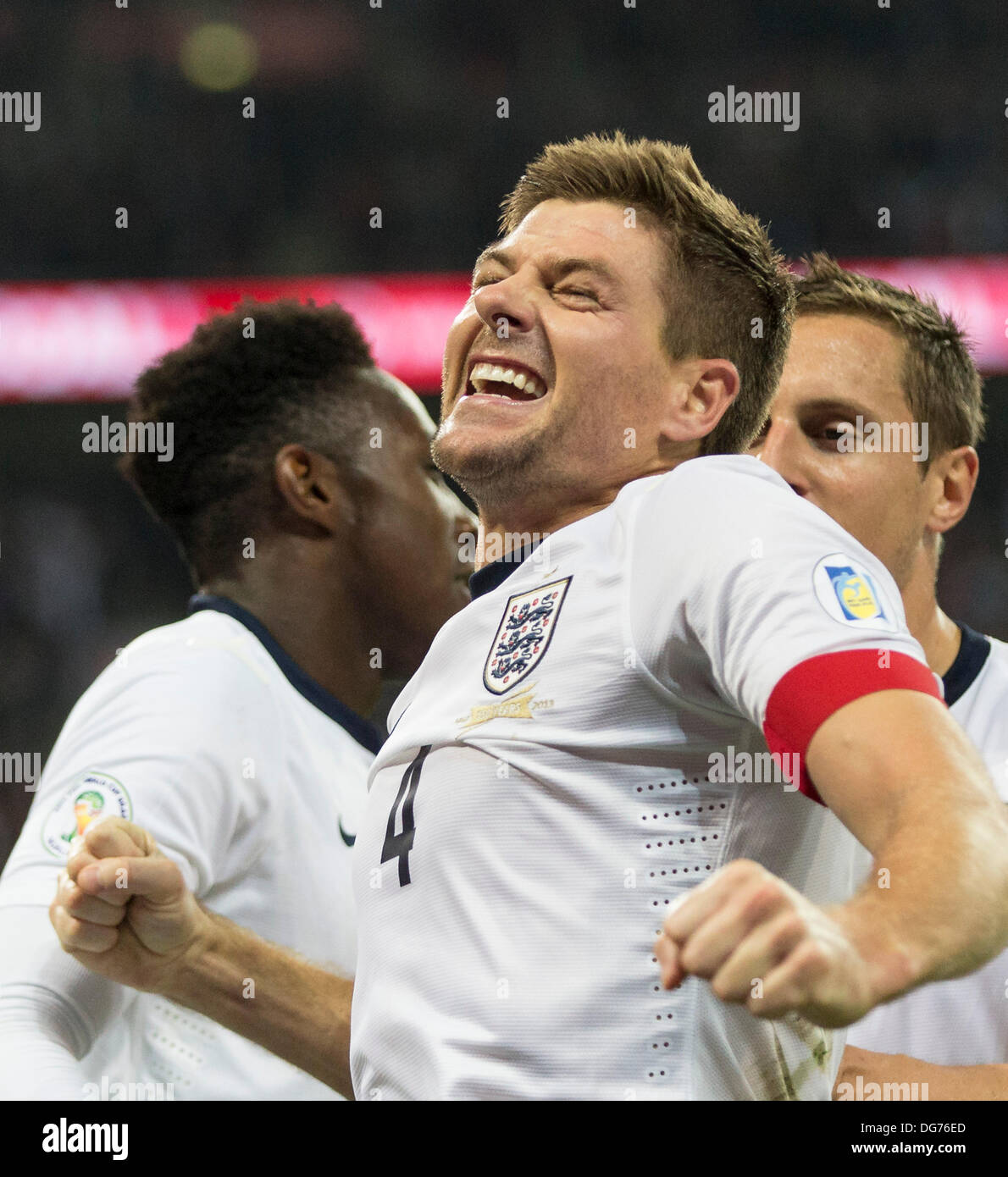 London, UK. 15th Oct, 2013. England Captain Steven GERRARD celebrates ...