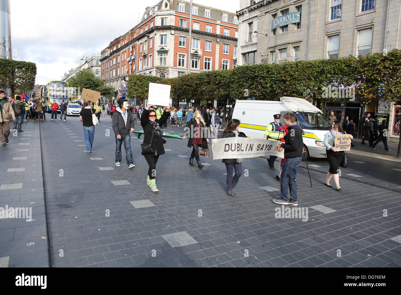 Dublin, Ireland. 15th October 2013. The protesters march down O'Connell ...