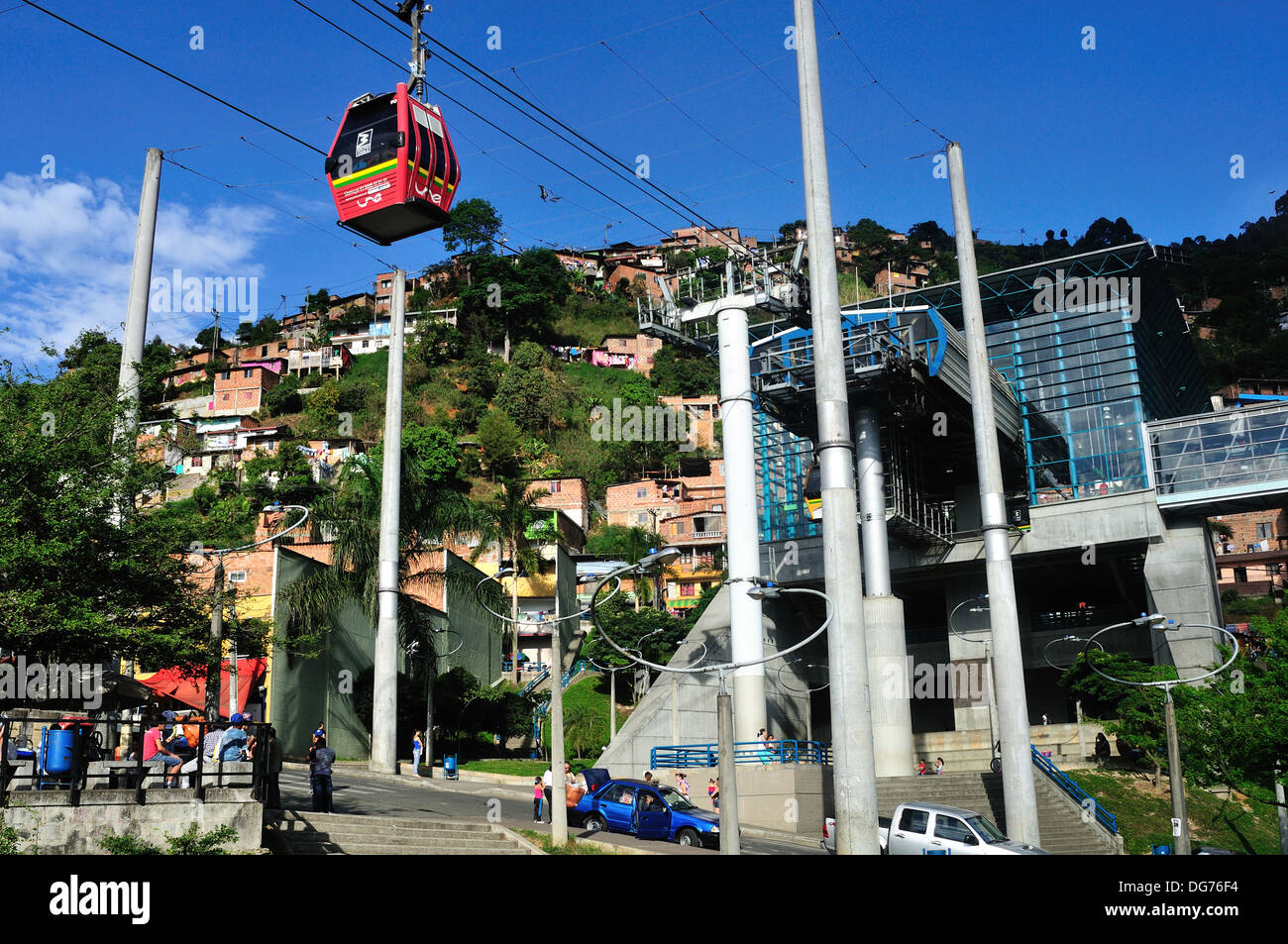 Metrocable Station - Santo Domingo district in MEDELLIN .Department of ...