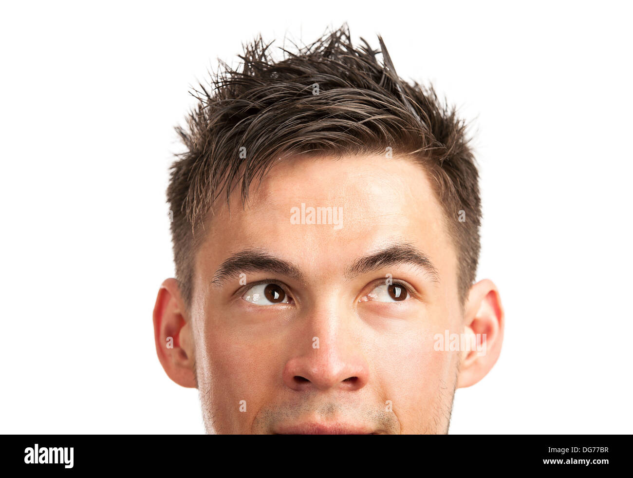 Man male looking up upwards hi-res stock photography and images - Alamy