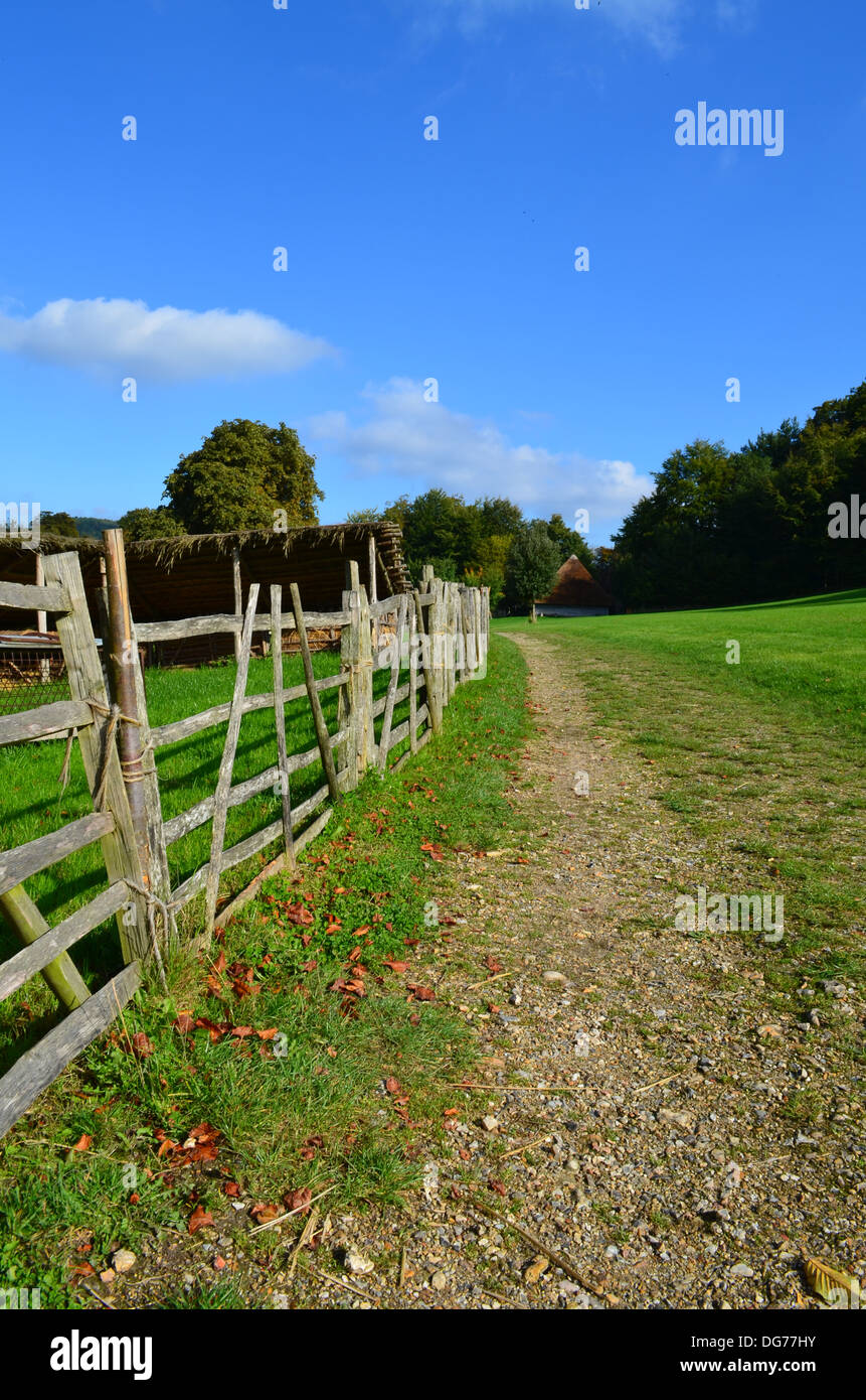 Countryside scene with pasture fencing Stock Photo - Alamy