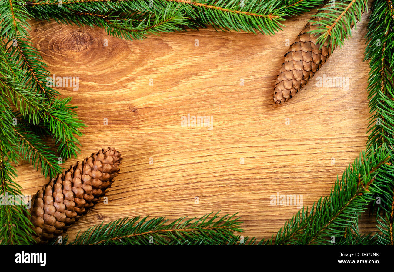 Christmas spruce frame for congratulations Stock Photo - Alamy