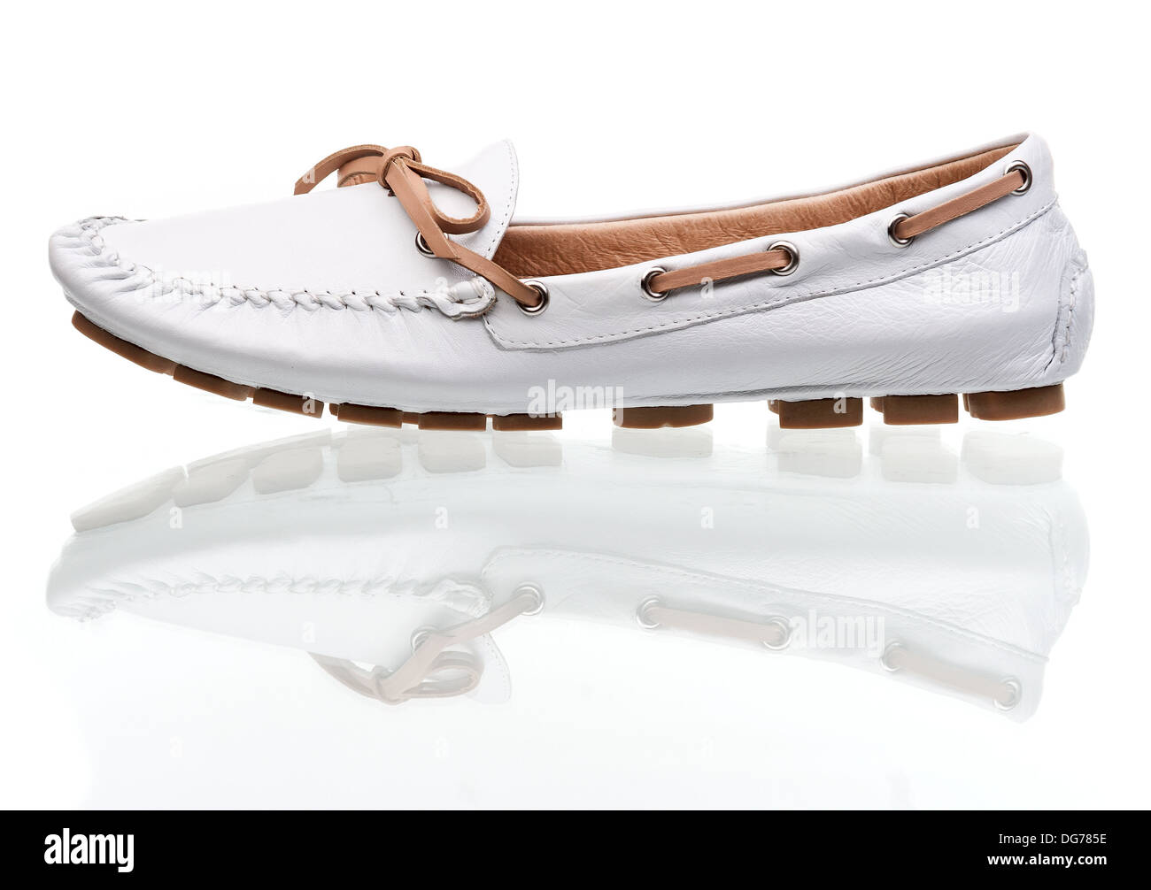 White female loafer isolated over white background Stock Photo - Alamy