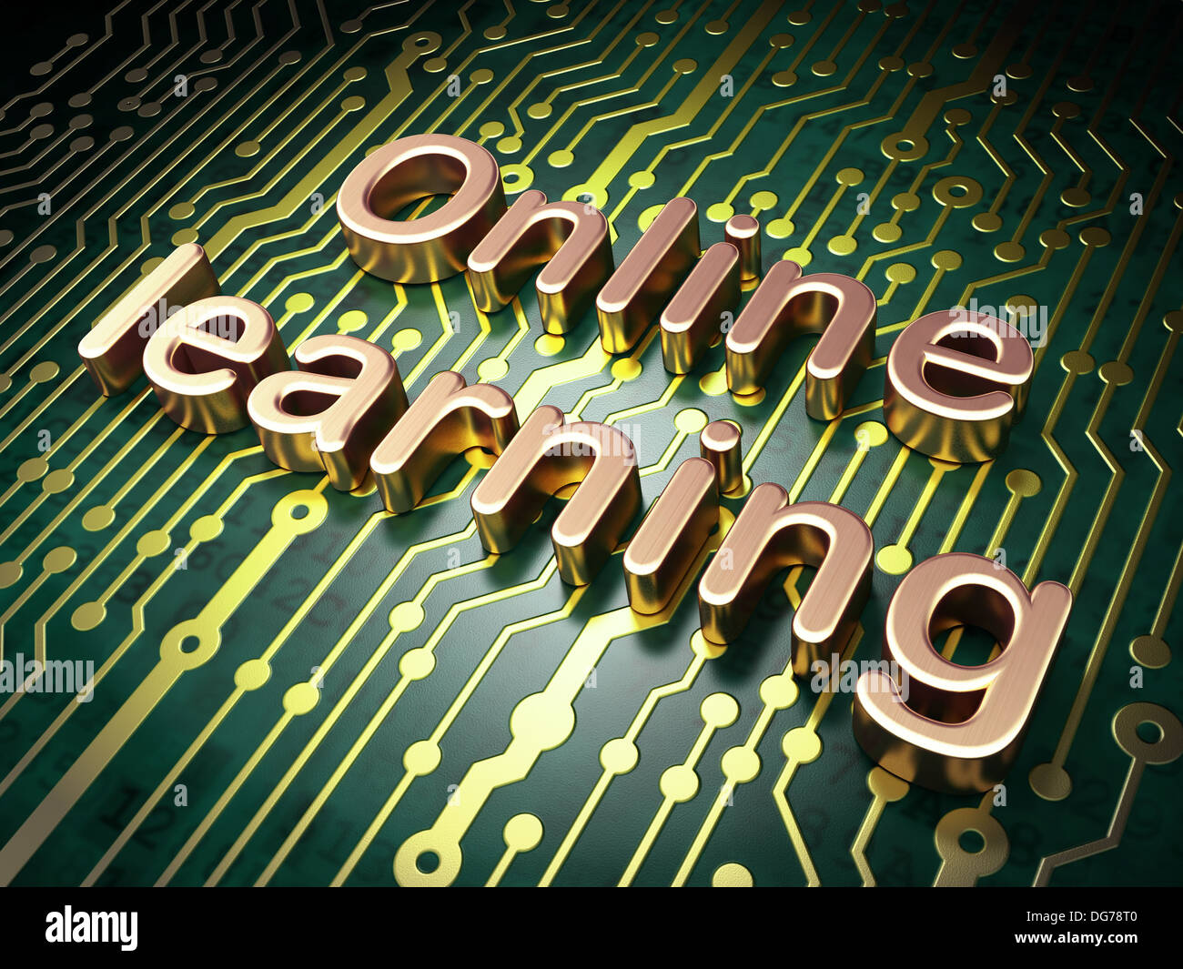 Education concept: Online Learning on circuit board background Stock ...