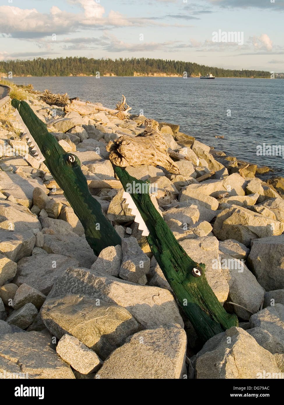 Alligators made from driftwood, Ambleside Promenade,Vancouver,Canada ...