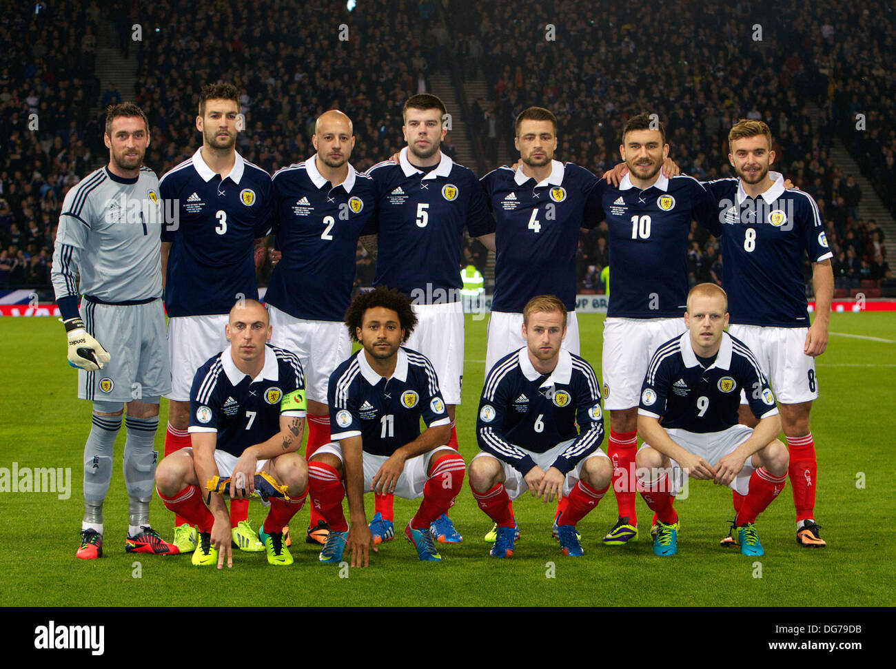 Glasgow, Scotland The Scotland starting line up during the Fifa World ...