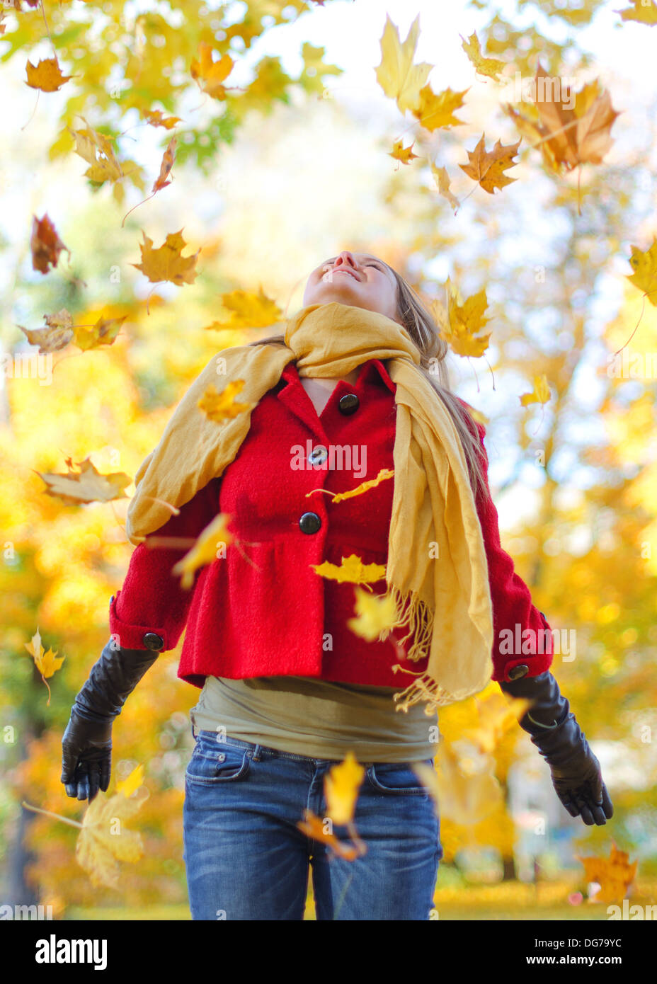 Throwing the leaves hi-res stock photography and images - Alamy