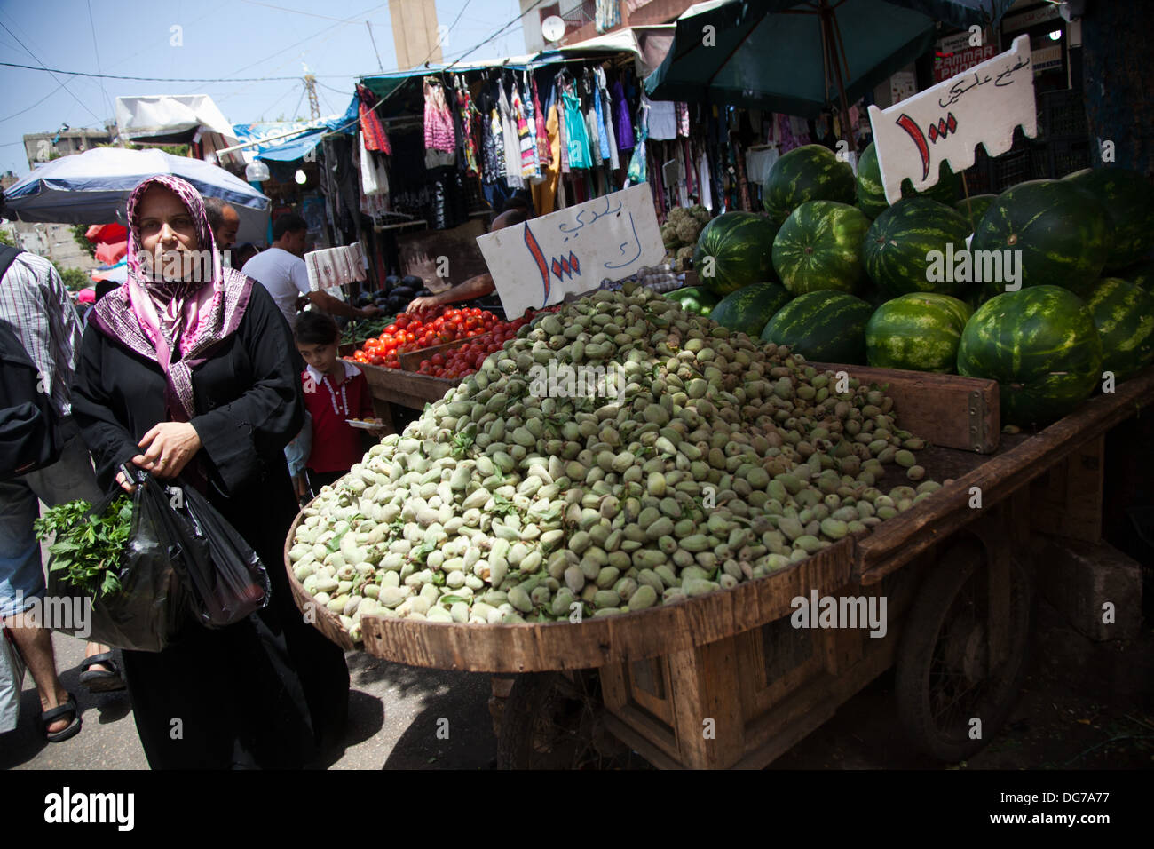 Fruit and vegetable market outside Shatila refugee camp in Beirut. A ...