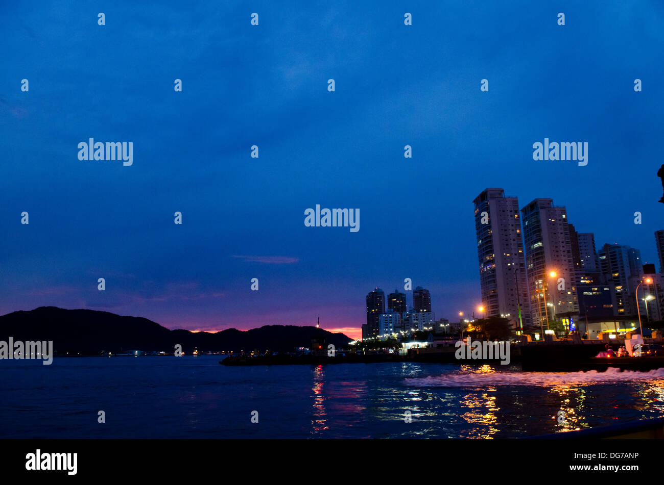 Ponta da praia neighborhood, Santos city, Sao Paulo Brazil, view from ...