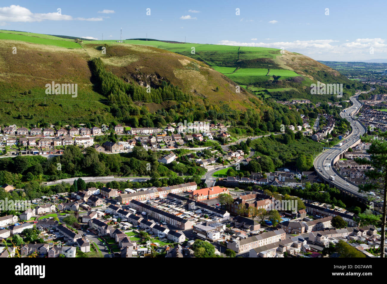 View of Port Talbot and the M4 motorway from Mynydd Dinas, Neath Port ...