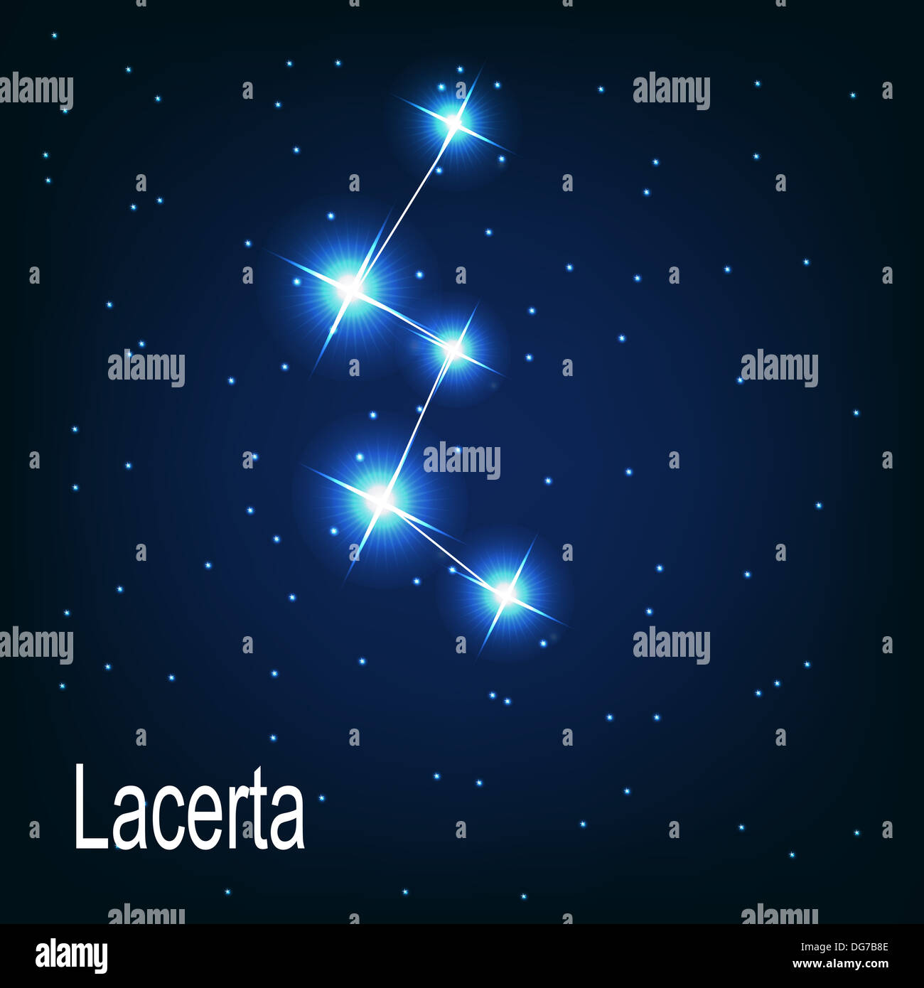 The constellation "Lacerta" star in the night sky. Vector illustration ...