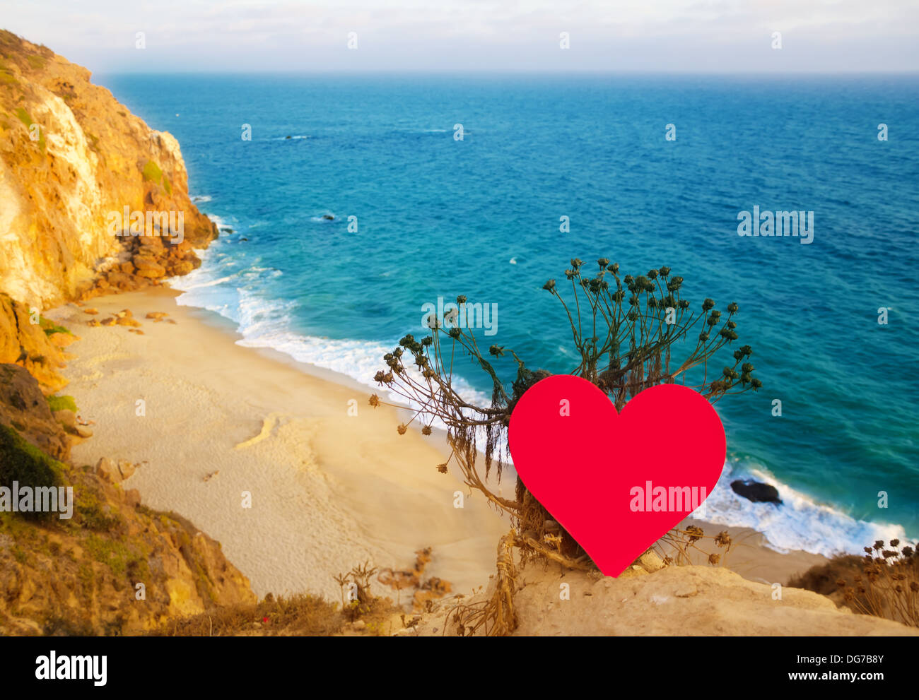 Heart shape on the top of the hill next the Pacific ocean in Malibu ...