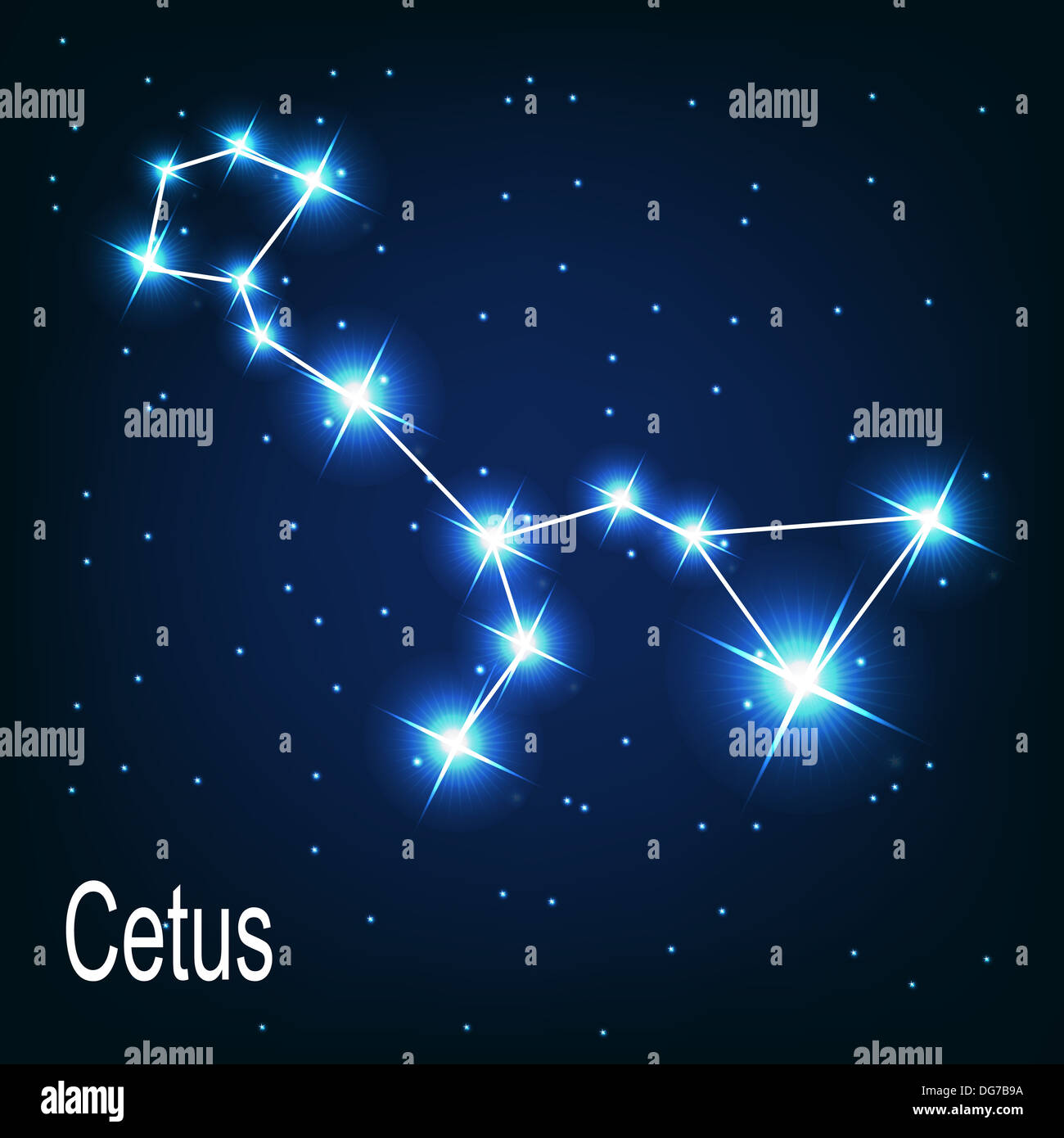 The constellation "Cetus" star in the night sky. Vector illustration ...