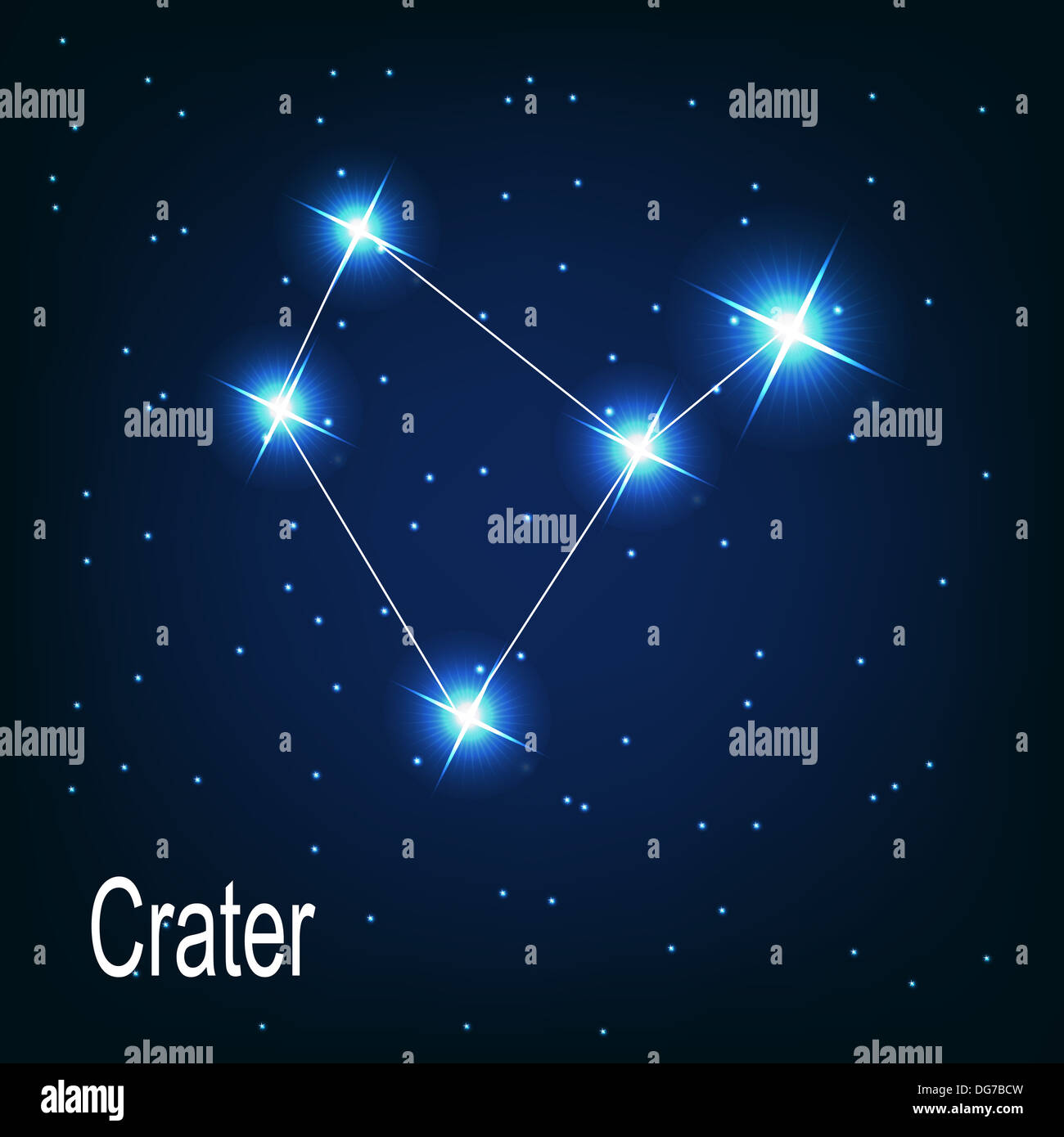 The constellation "Crater" star in the night sky. Vector illustration ...
