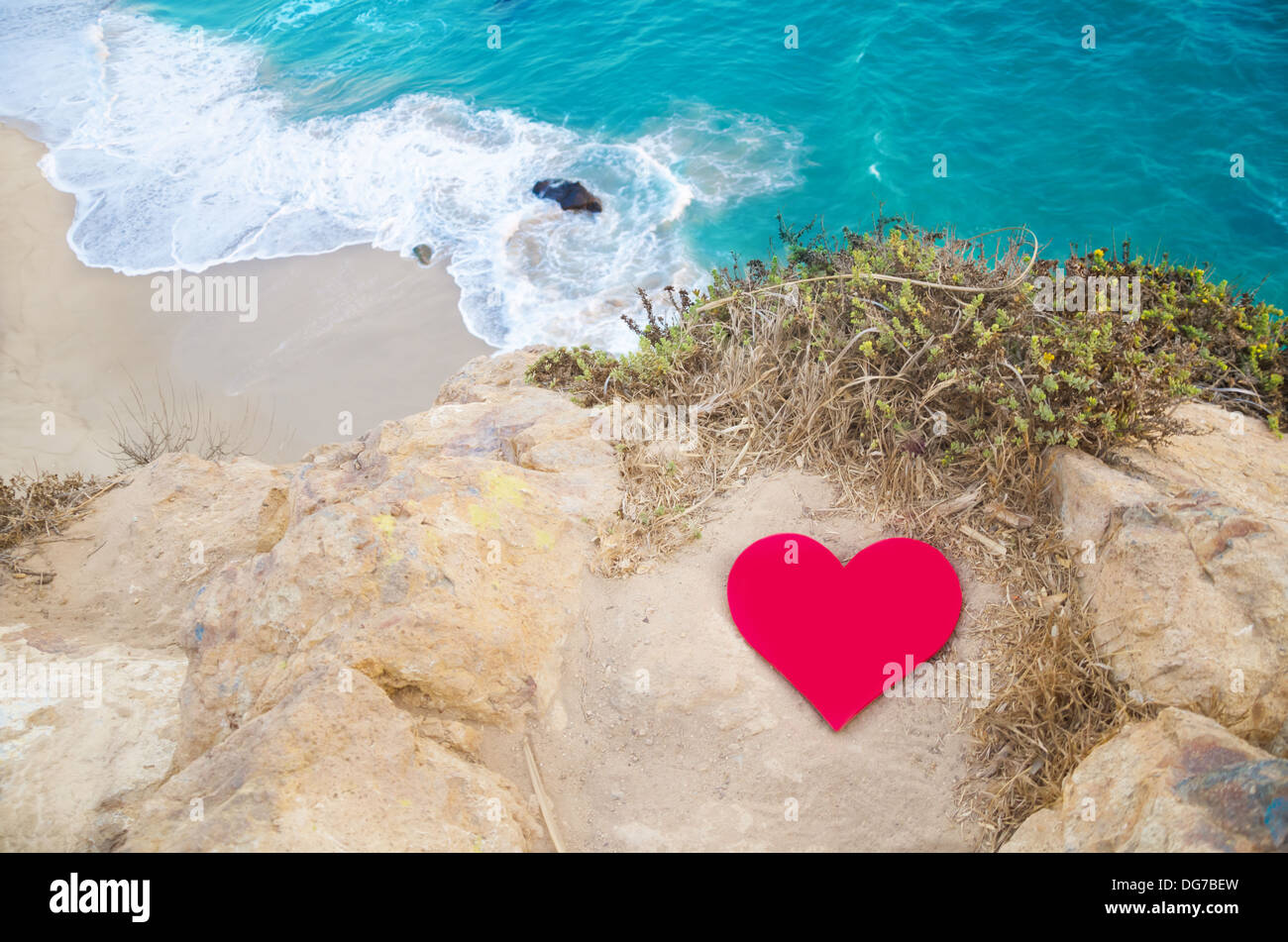 Heart shape on the top of the hill next the Pacific ocean in Malibu ...