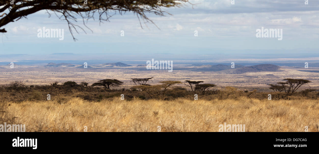 The Chalbi Desert viewed from the Marsabit plateau, Kenya Stock Photo ...