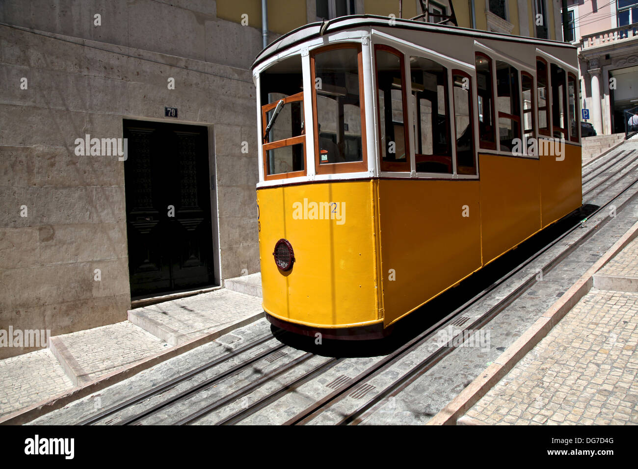 The Bica Funicular (Elevador da Bica) in Lisbon, Portugal Stock Photo ...