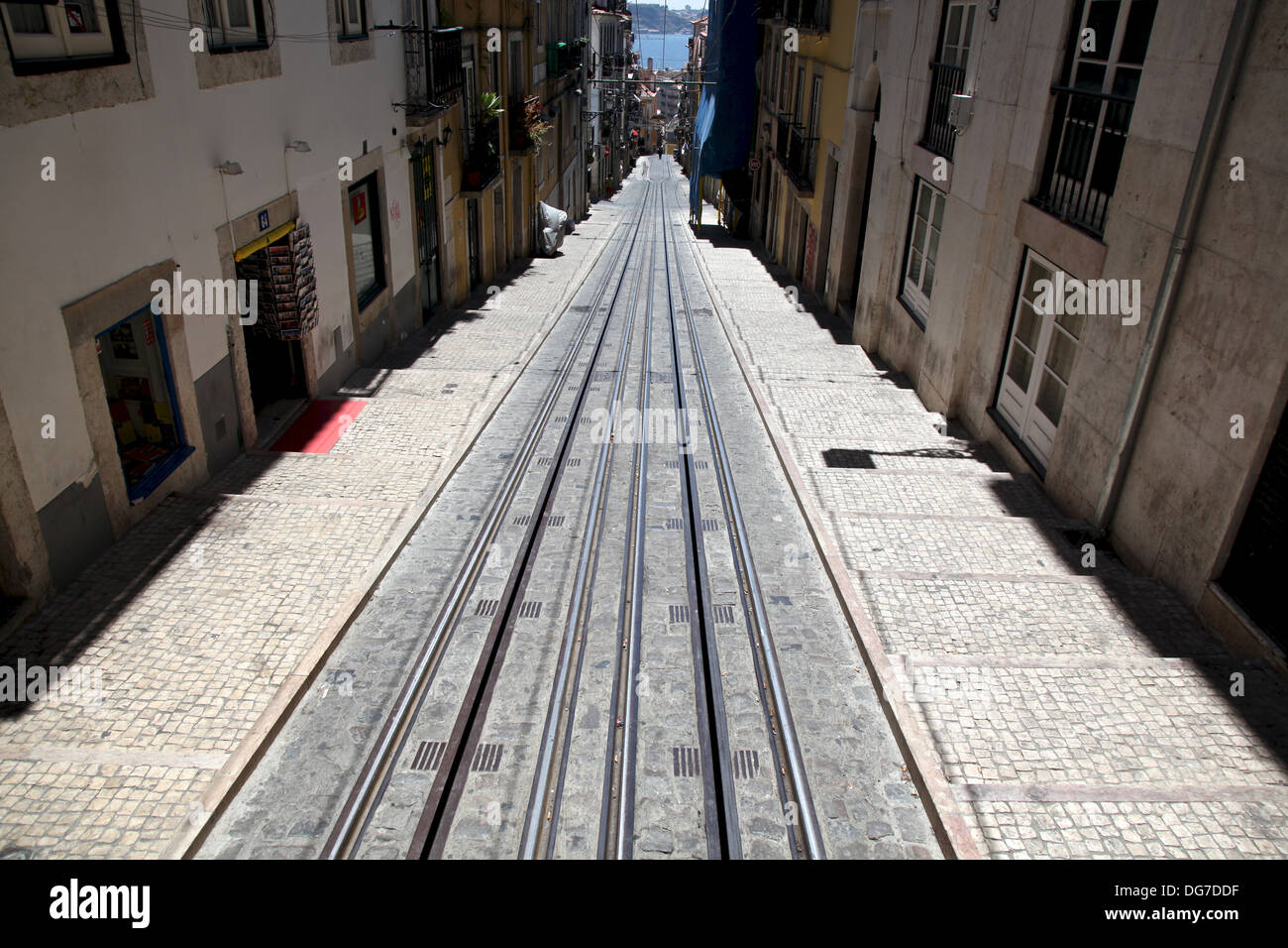 The Bica Funicular (Elevador da Bica) tracks in Lisbon, Portugal Stock ...