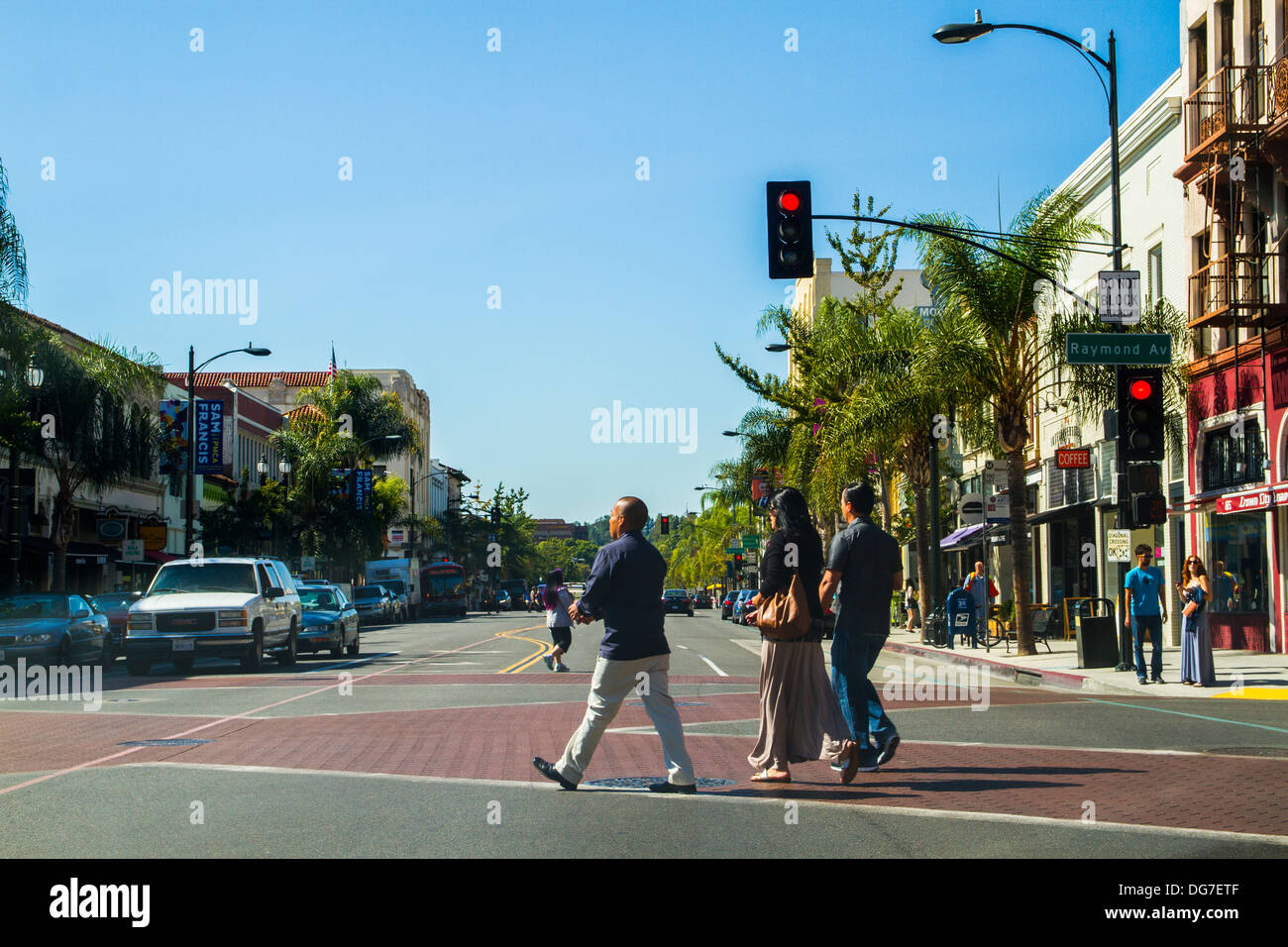 A diagonal crosswalk in Pasadena California on Colorado Blvd Stock ...