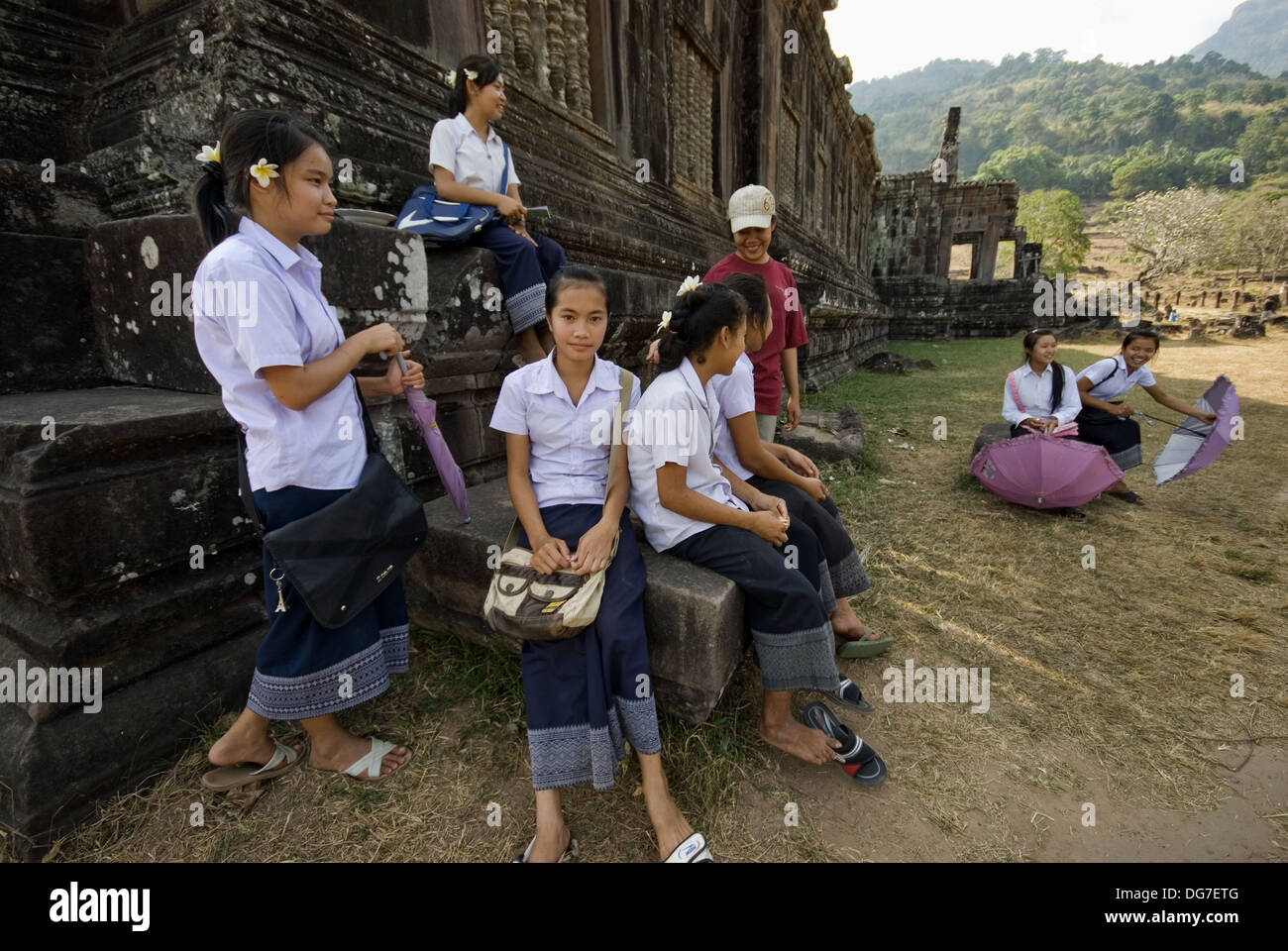 Archaeological site of Wat Phou, Khmer temple complex, Champasak ...