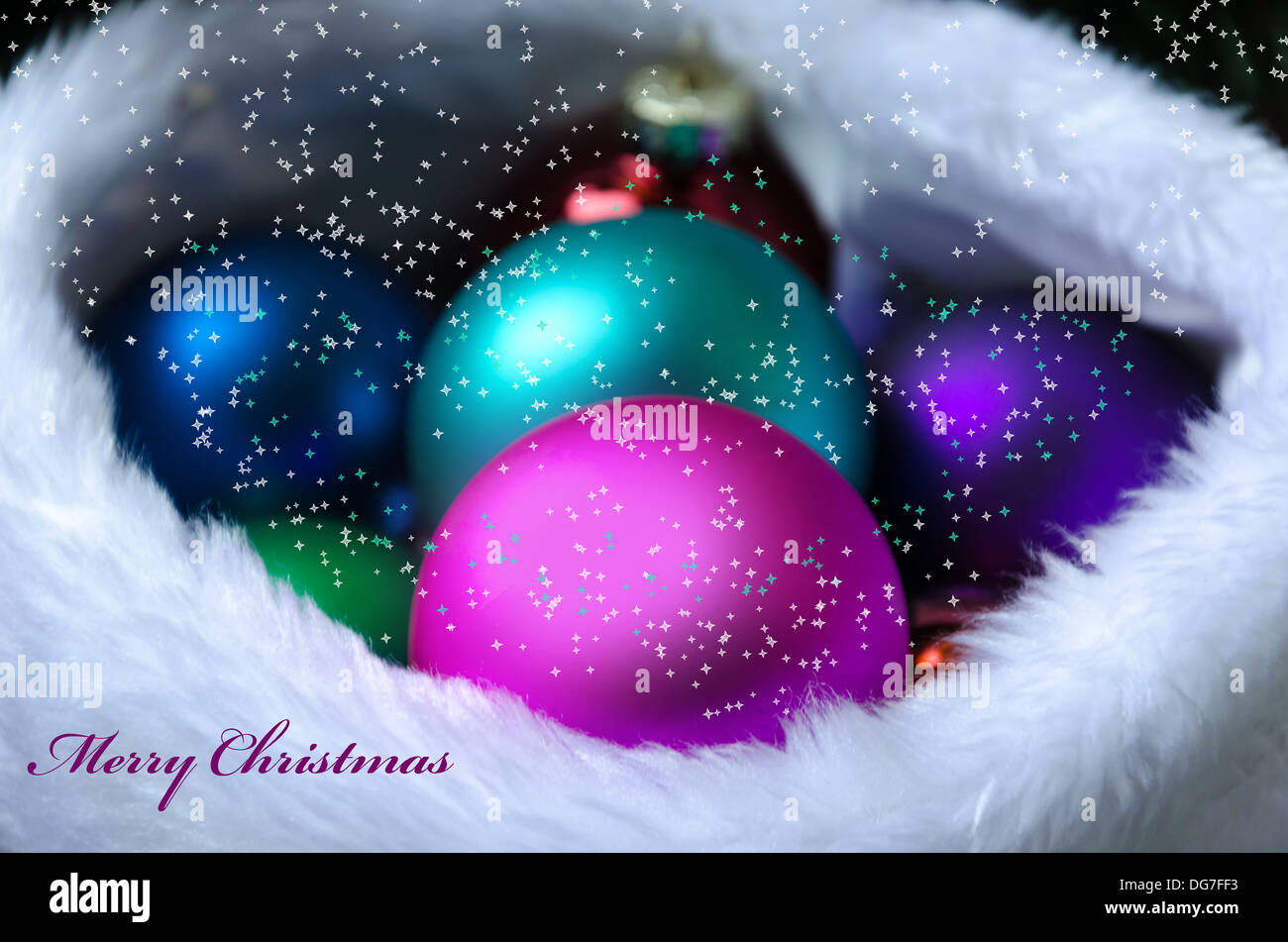 Few Color Christmas balls by the tree Stock Photo - Alamy
