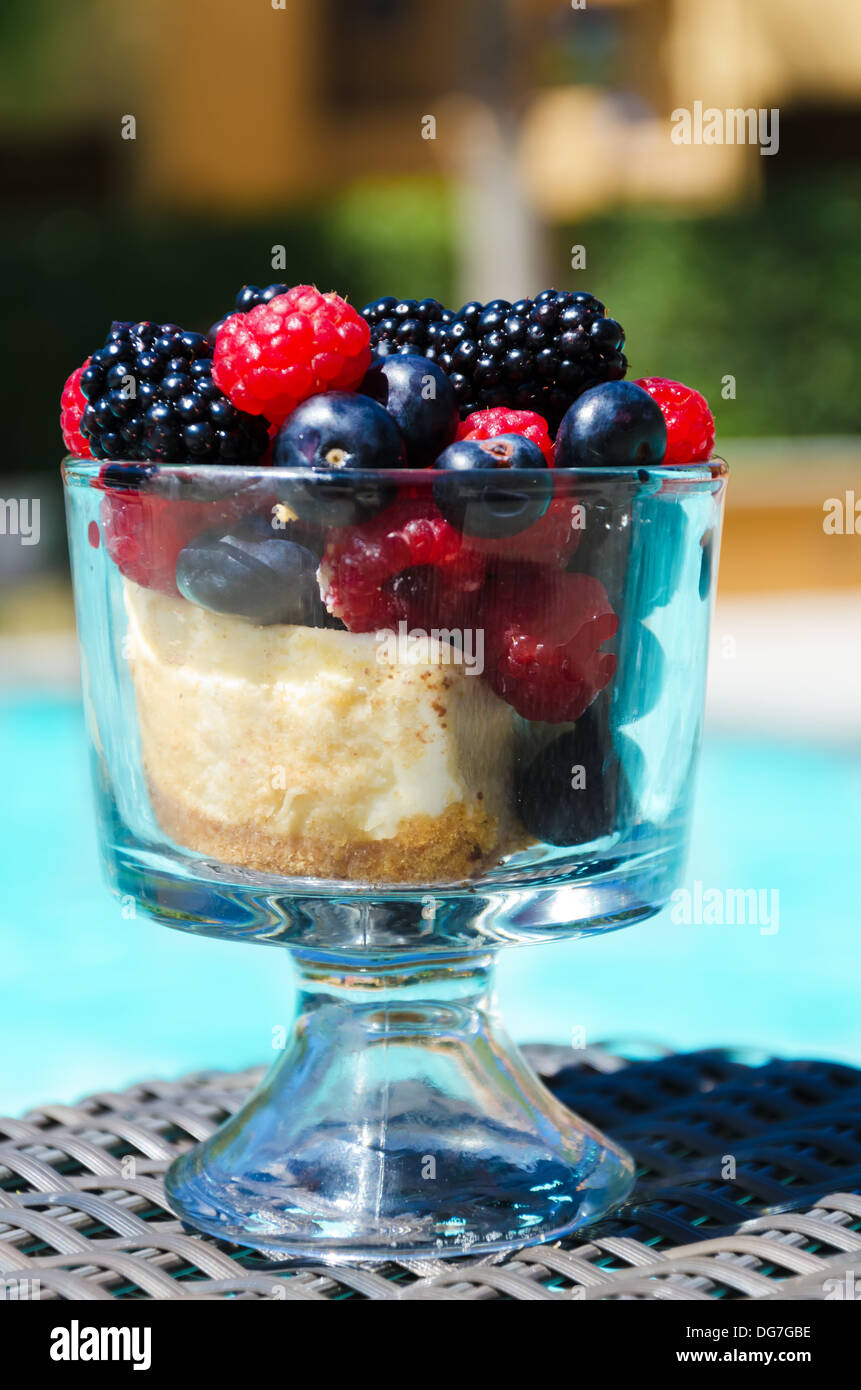 Morning dessert with fresh berries by the swimming pool Stock Photo - Alamy