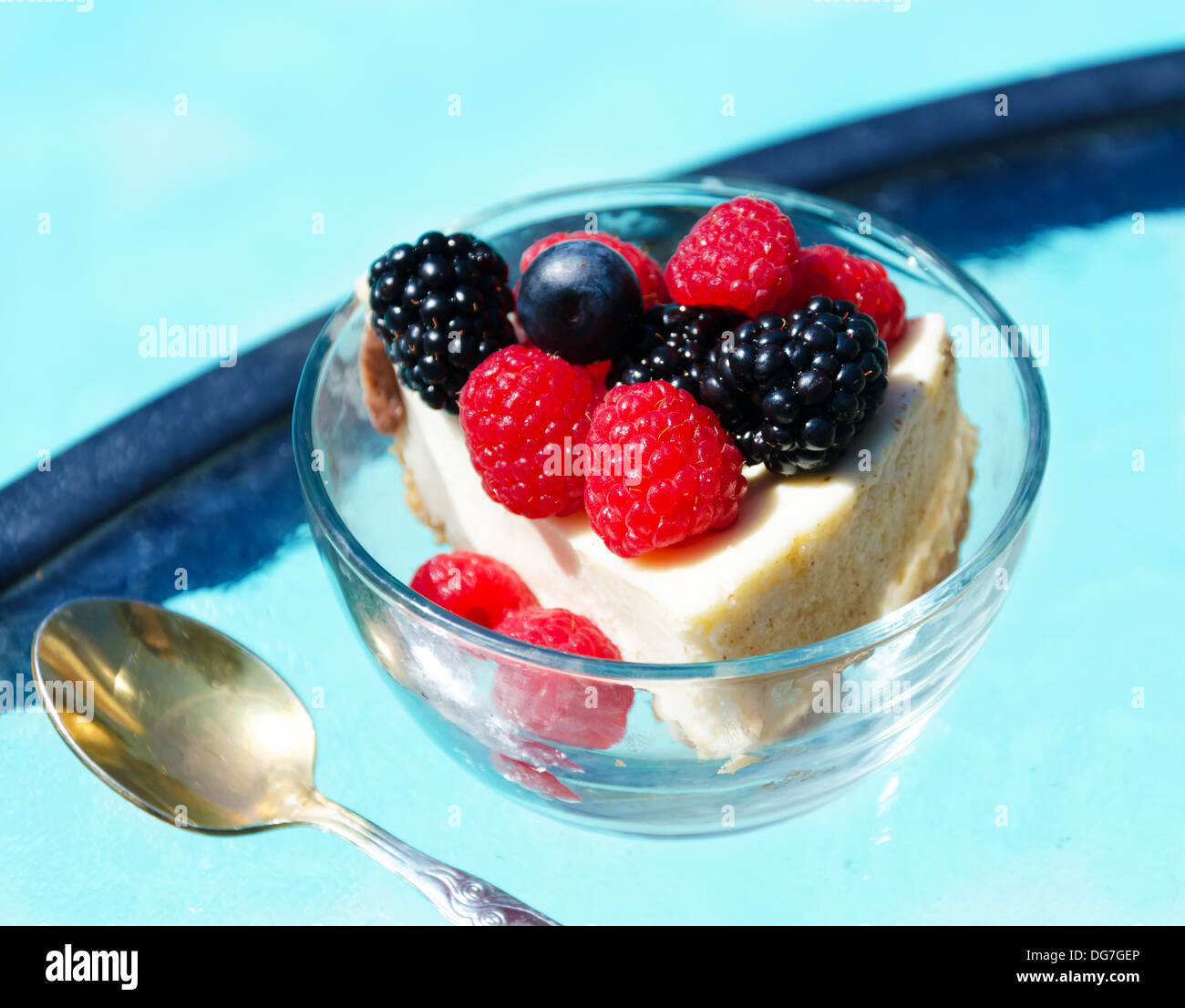 Morning dessert with fresh berries by the swimming pool Stock Photo - Alamy