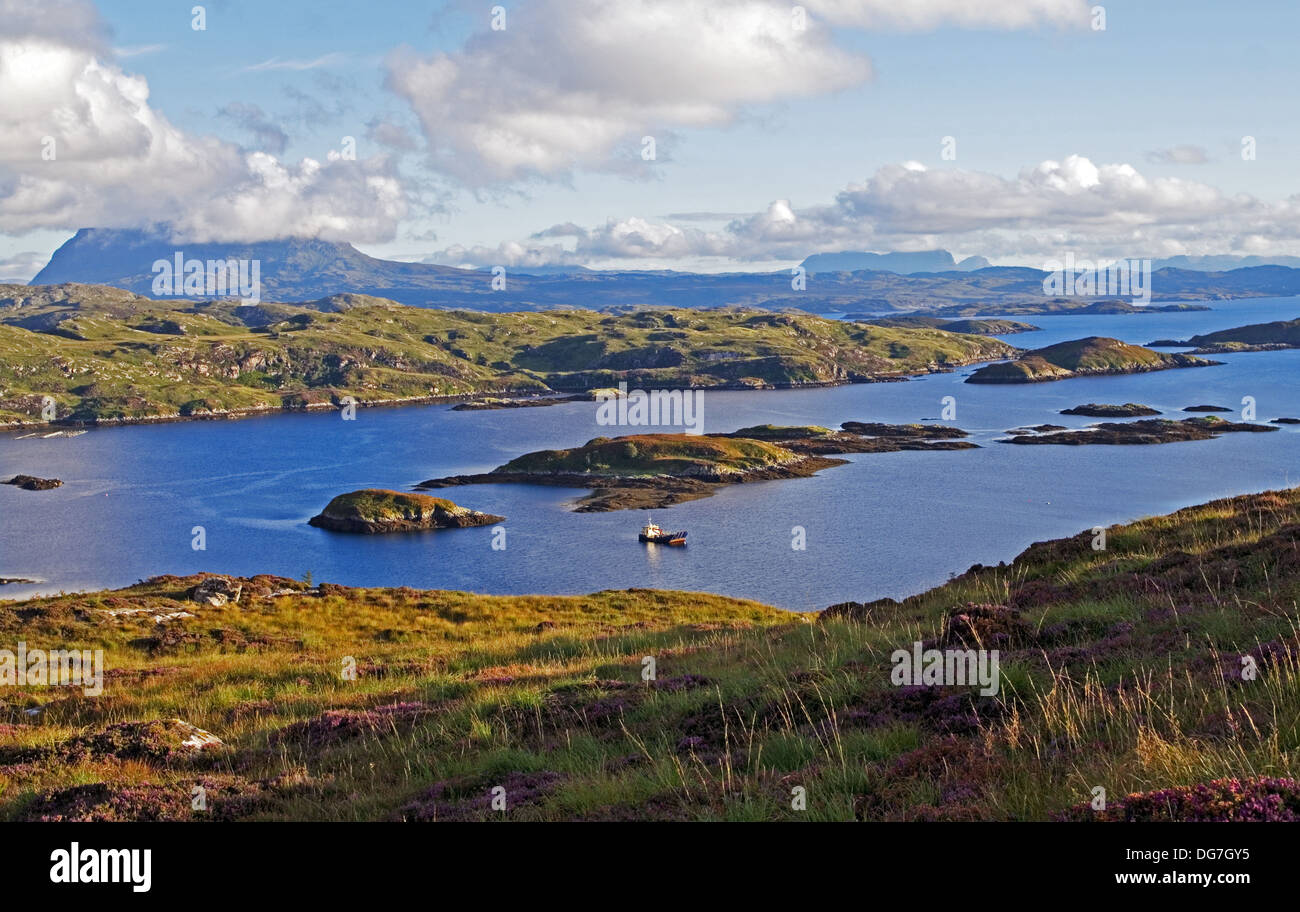 View over Badcall Bay and Eddrachillis bay, near Scourie, Sutherland ...