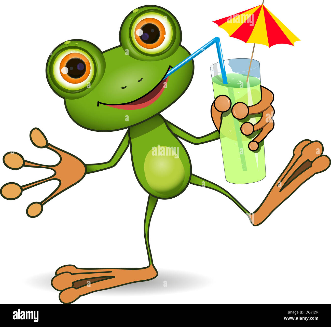 illustration of cheerful frog and a cocktail Stock Photo - Alamy