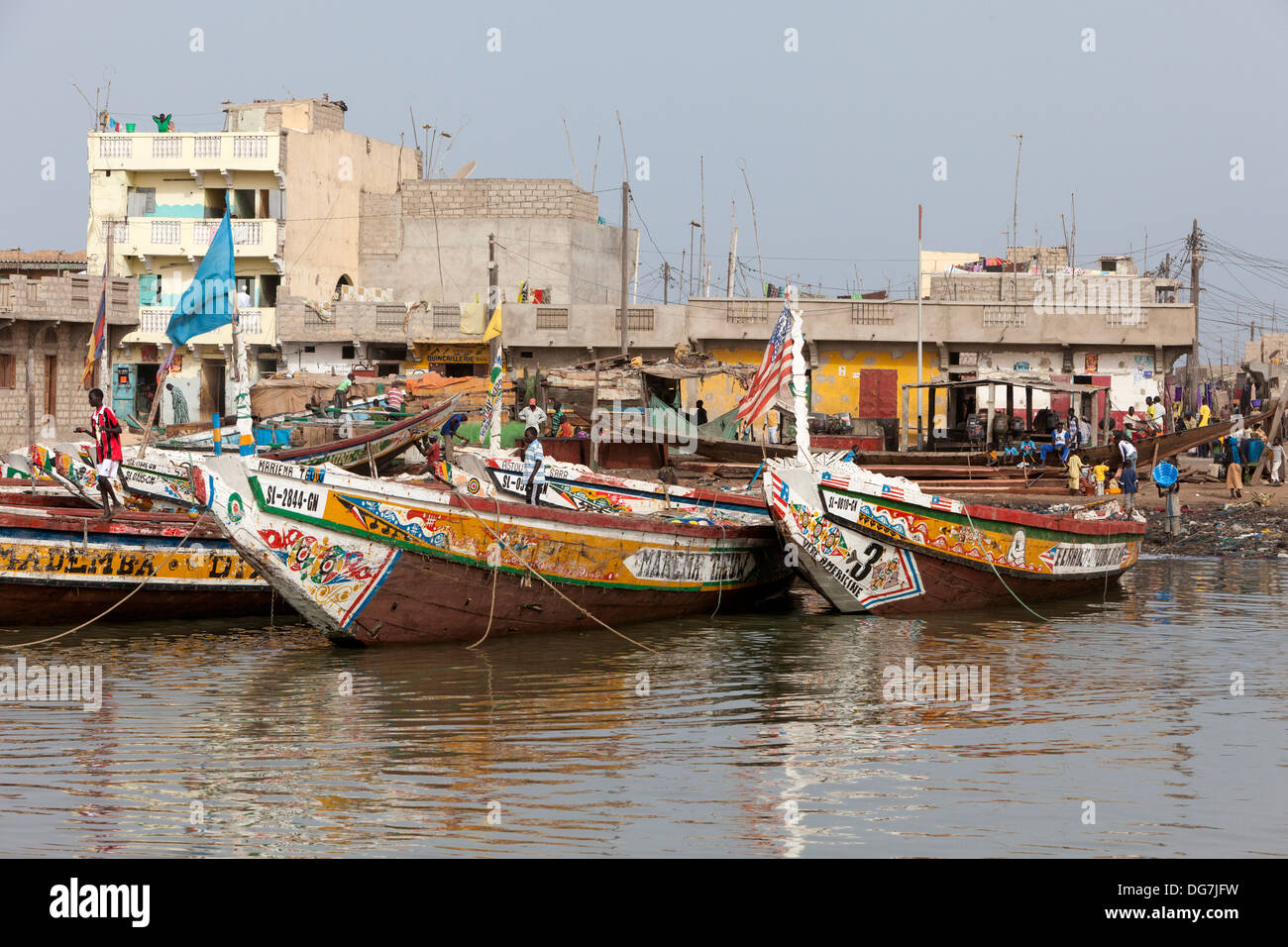 Senegal, Saint Louis. Guet N'Dar Neighborhood, Fishing Boats Tied up ...