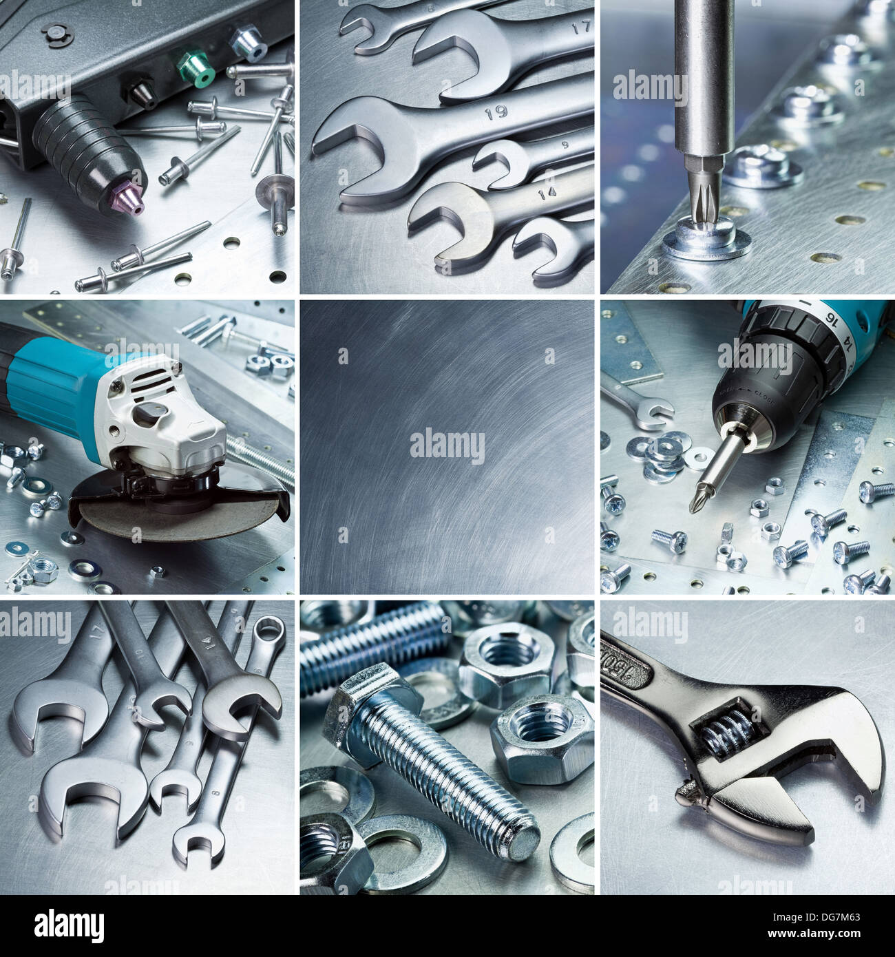 Metal workshop tools, supplies set Stock Photo - Alamy