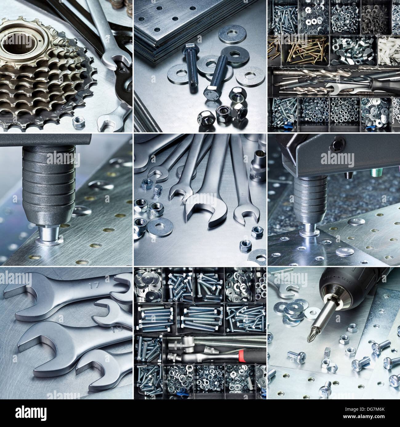 Metal workshop tools, supplies set Stock Photo - Alamy