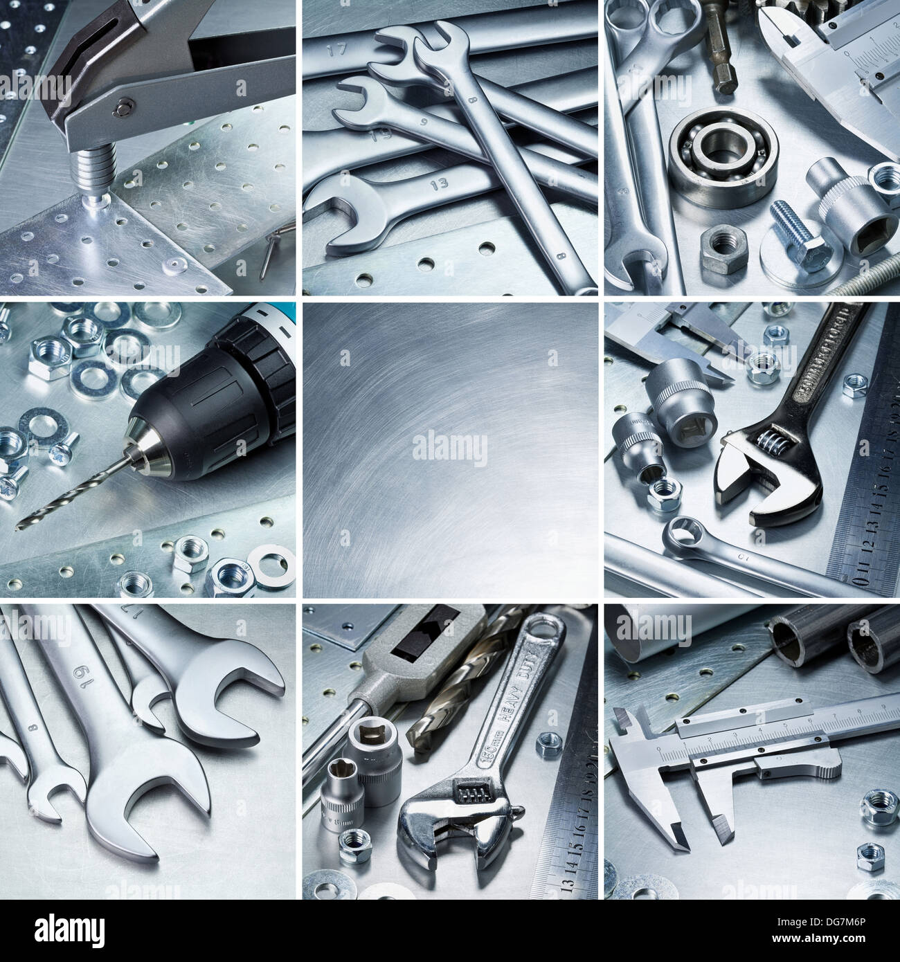 Metal workshop tools, supplies set Stock Photo - Alamy