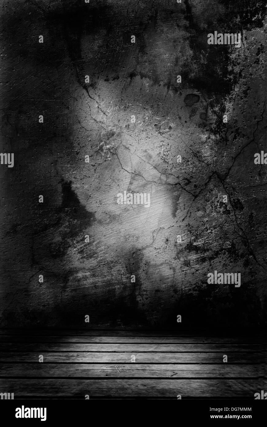 mysterious dark room with destroyed wall Stock Photo - Alamy