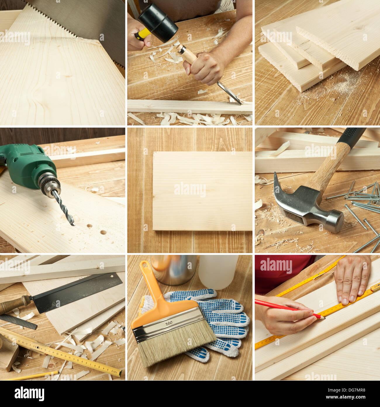 Carpentry construction hardware tools collage hi-res stock photography ...