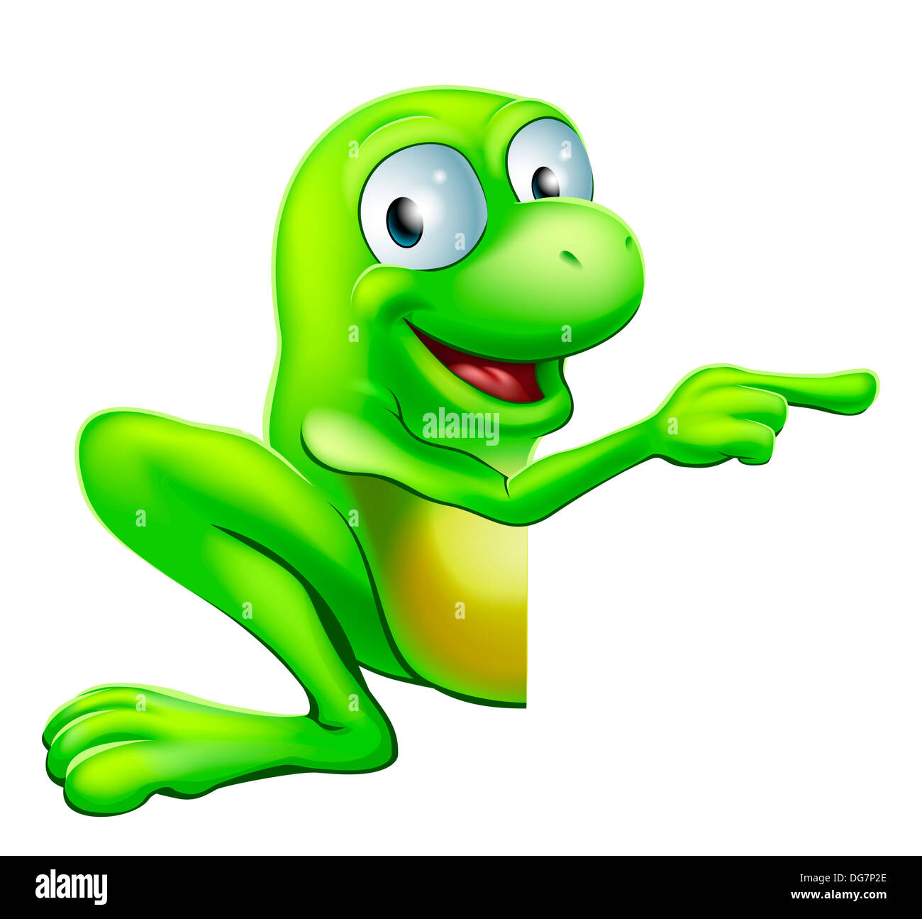 An illustration of a cute green happy frog character peeking round a ...