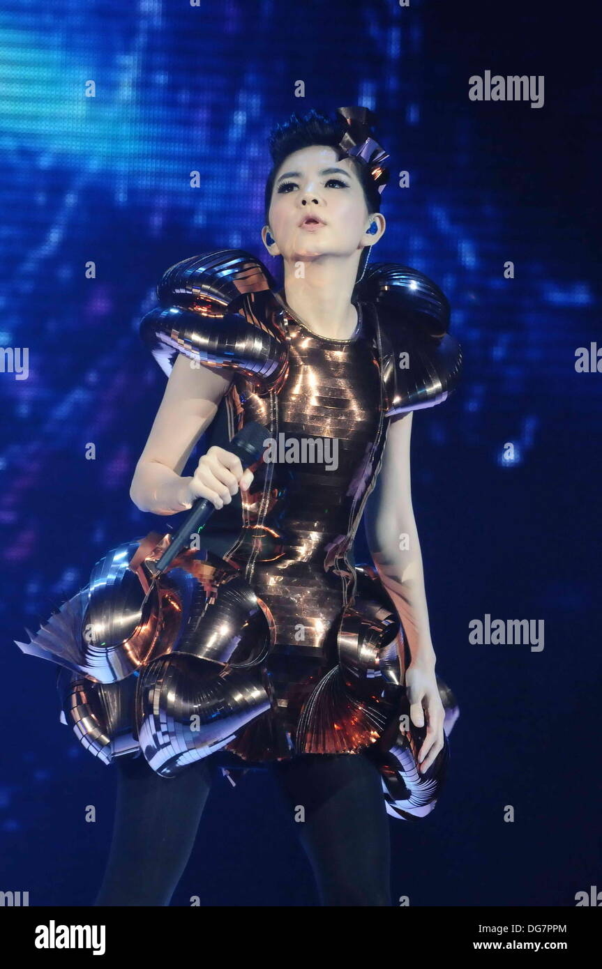 Hong Kong, China. 14th Oct, 2013. S.H.E finish their continuous 3 ...